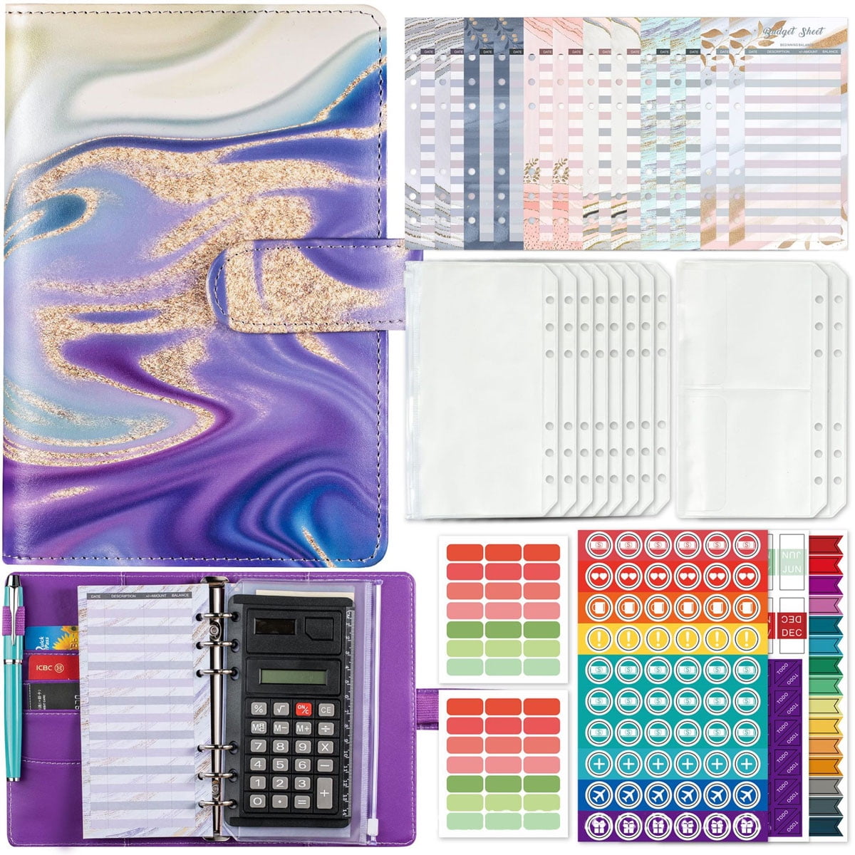 Budget Binder, A6 Binder Money Organizer for Cash, Marble Budget Binder ...