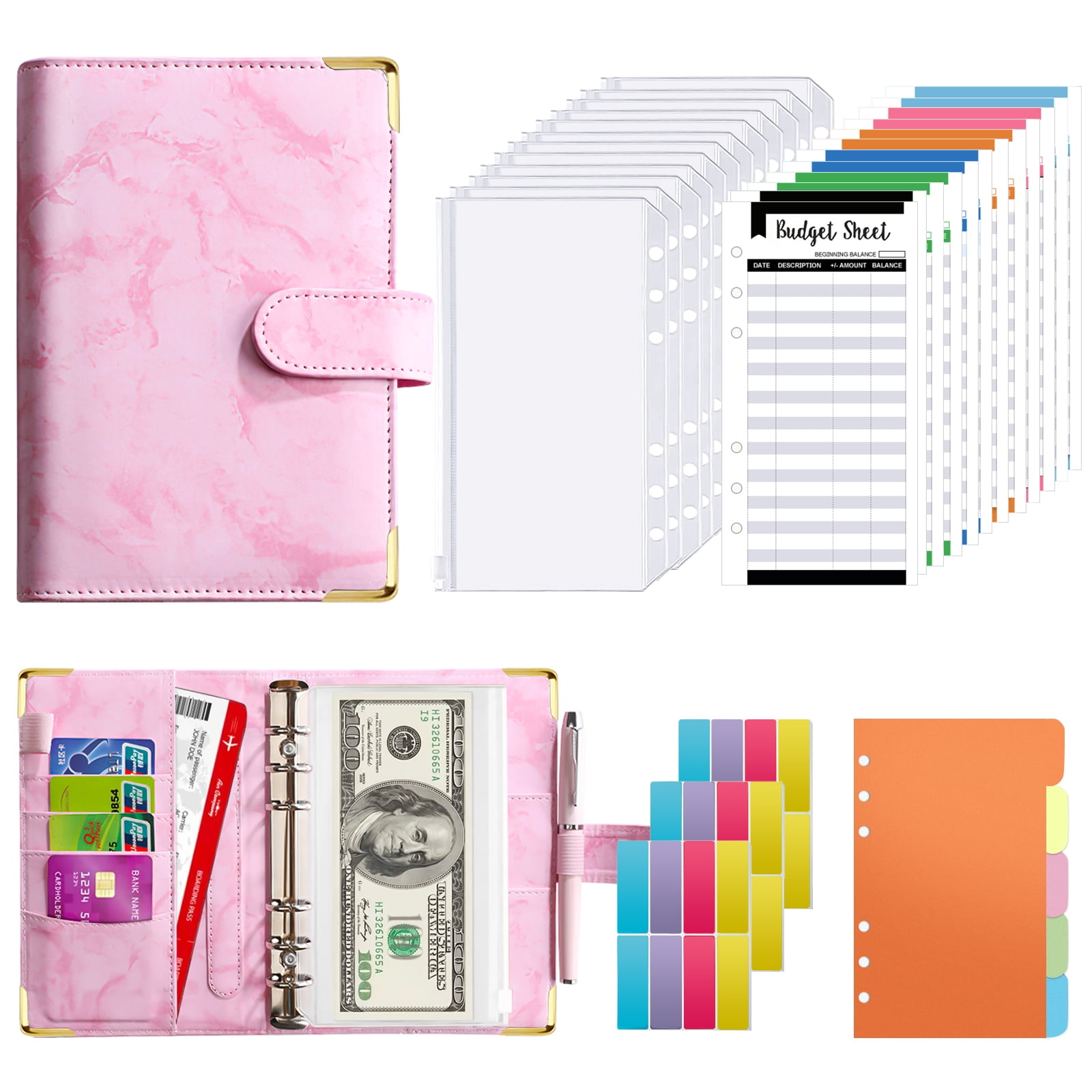 Budget Binder,DFITO 54Pcs Budget Binder with Zipper Envelopes, Cash ...