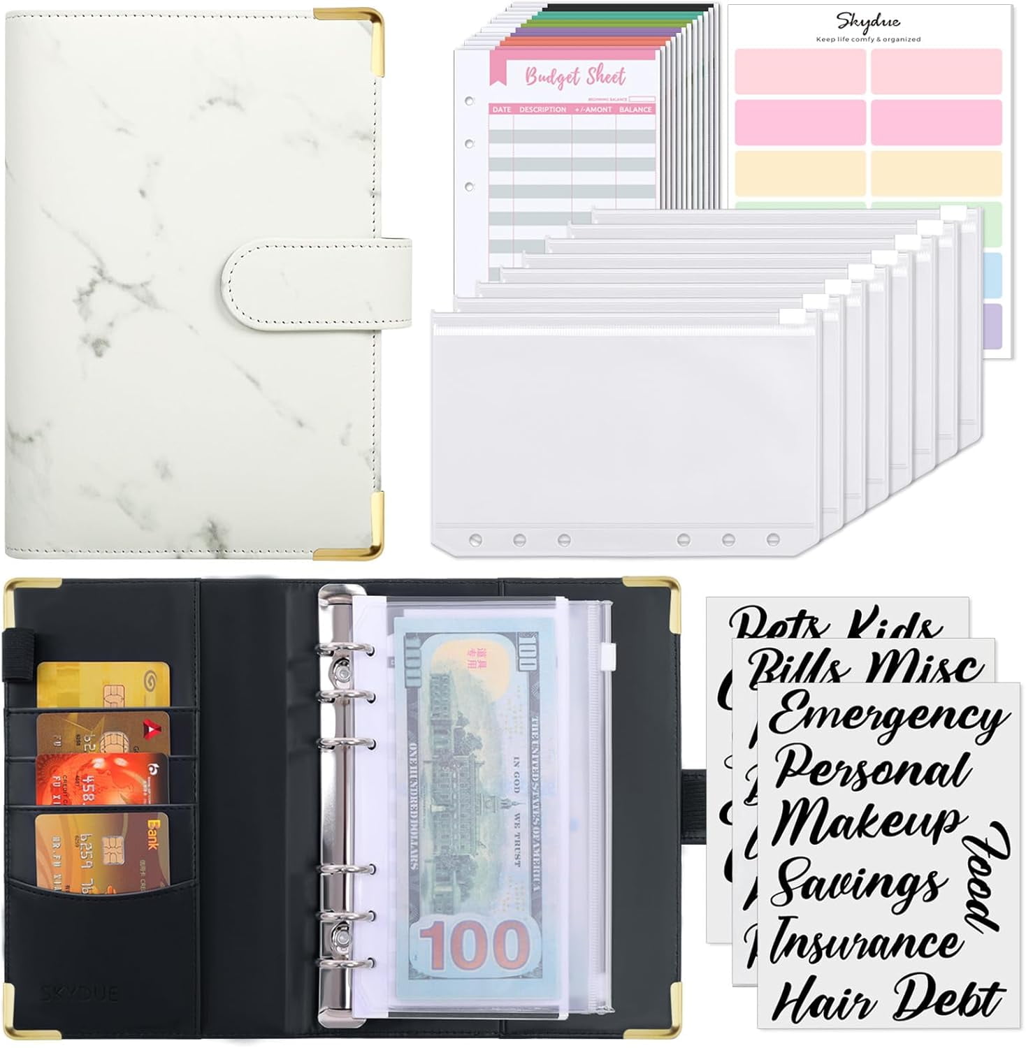 Budget Binder, Money Saving Binder with Zipper Envelopes, Cash ...