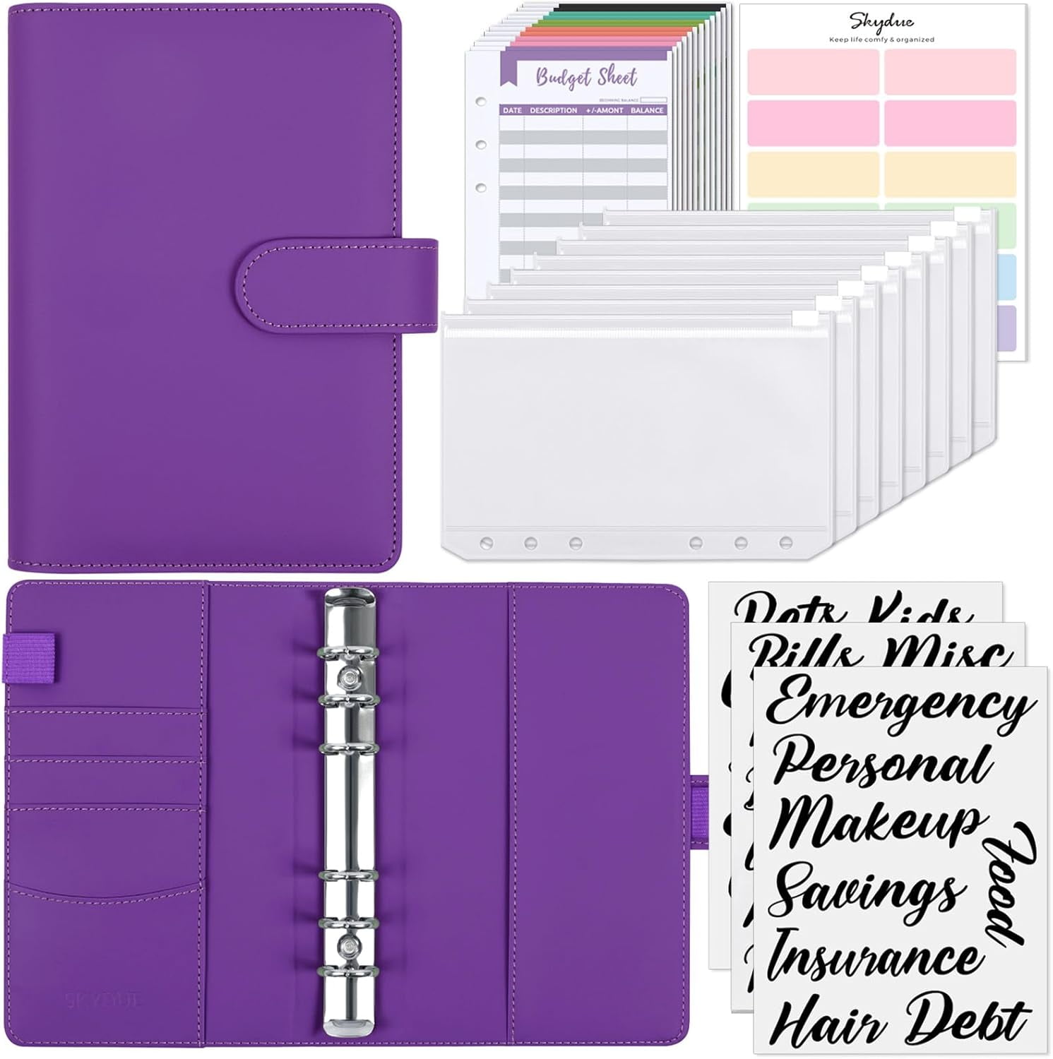 Budget Binder, Money Saving Binder with Zipper Envelopes, Cash ...