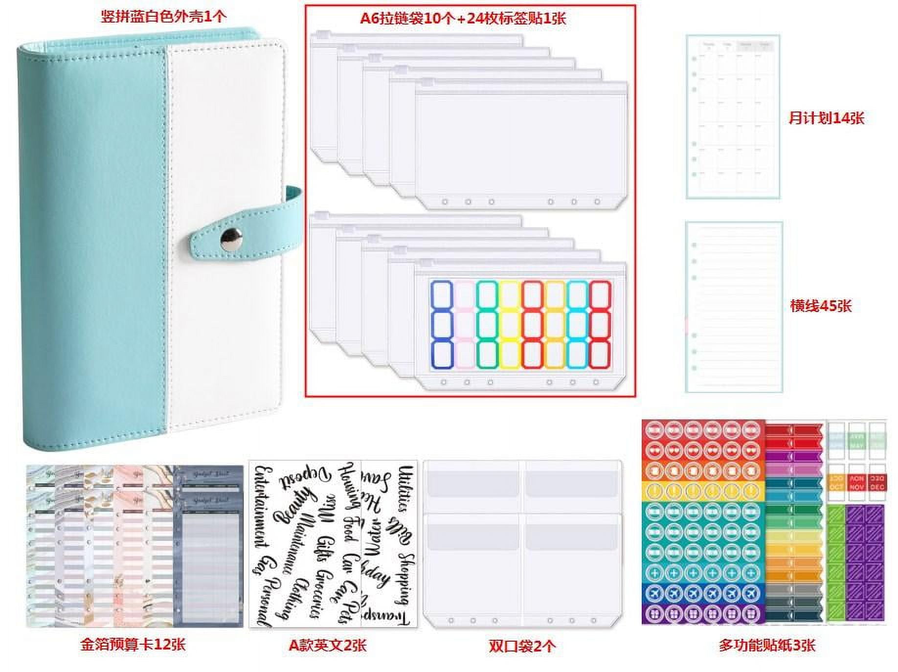 Budget Binder Set Multipurpose Waterproof PVC A6 Budget Binder with ...