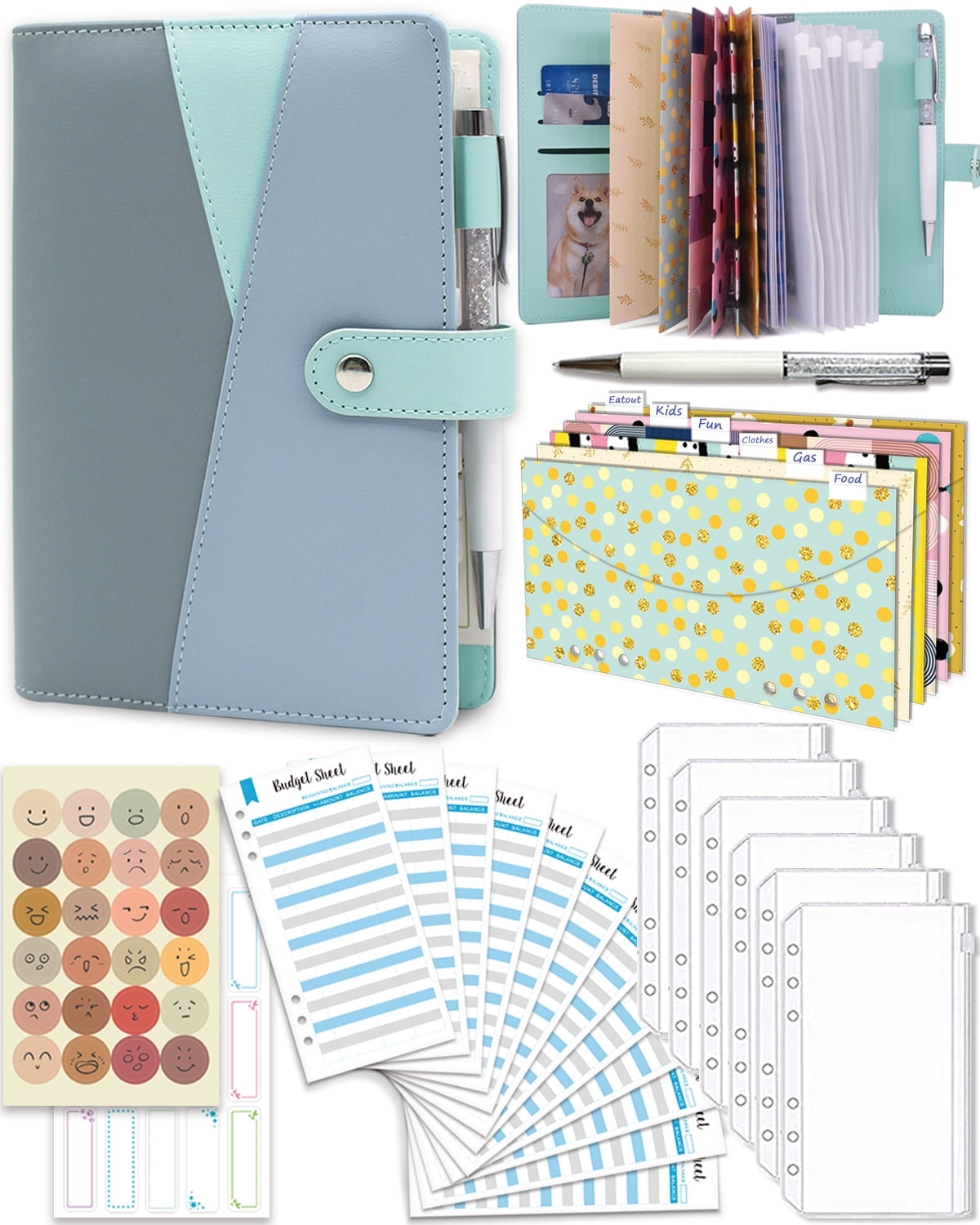 Budget Binder with Zipper Envelopes, Ginmlyda Cash Envelopes for ...