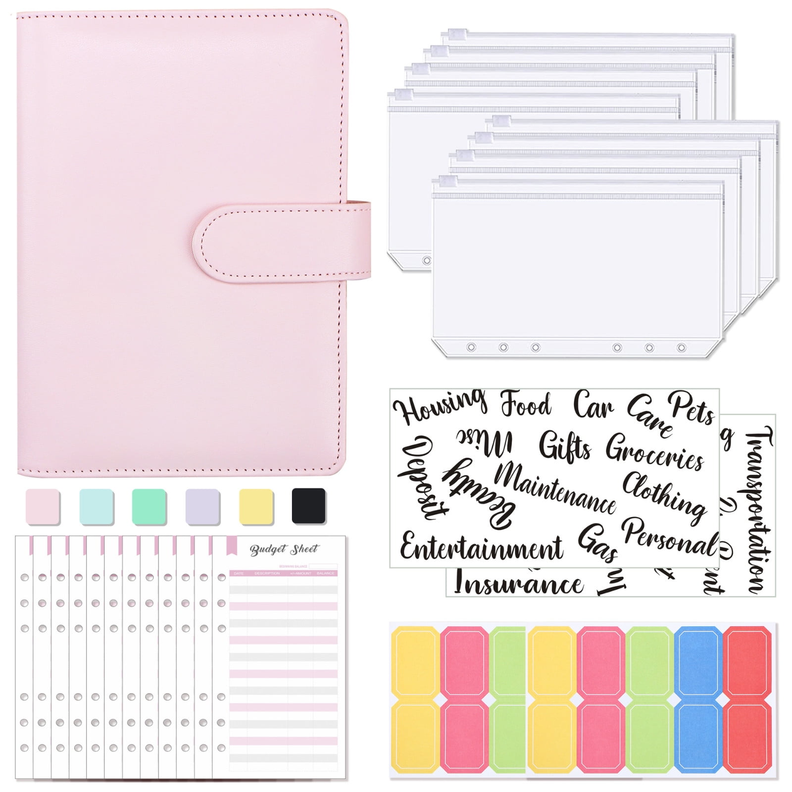 Budget Binder with Zipper Envelopes, A6 Cash Envelope System, Money ...