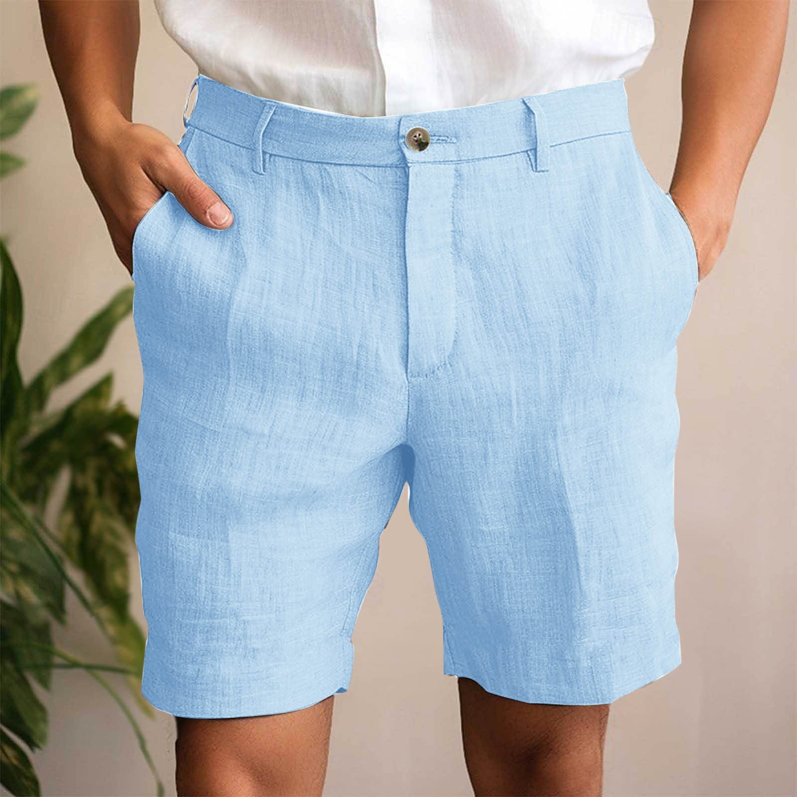 Budget-Friendly! Luxalzxs Mens Bermuda Shorts Imitation Linen Flat ...