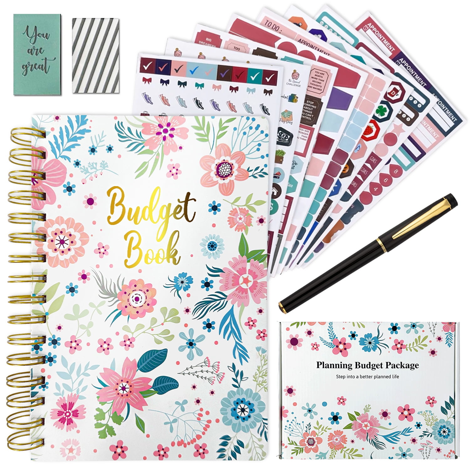Budget Planning Package, Floral Planner Kit, With 8 Creative Stickers ...