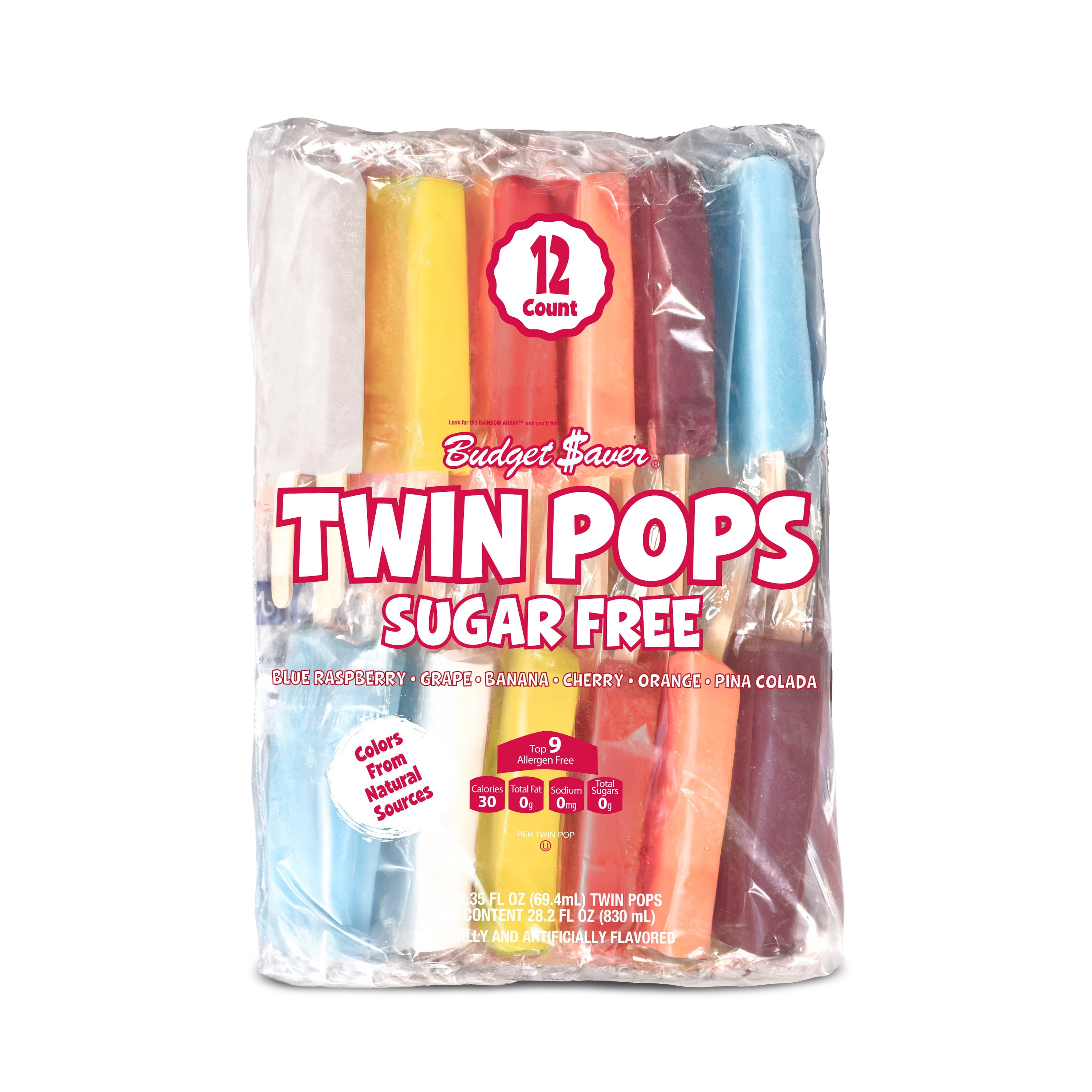 Budget Saver Sugar Free Twin Pops, Assorted Flavors, 12 Count ...