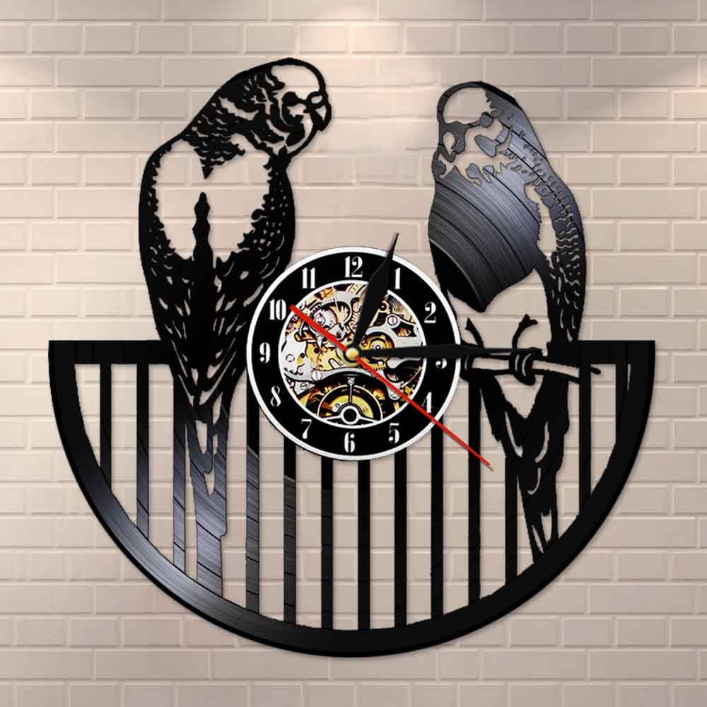 Budgie Bird Wall Clock Modern Animal Vinyl Record Wall Clock Parrot ...