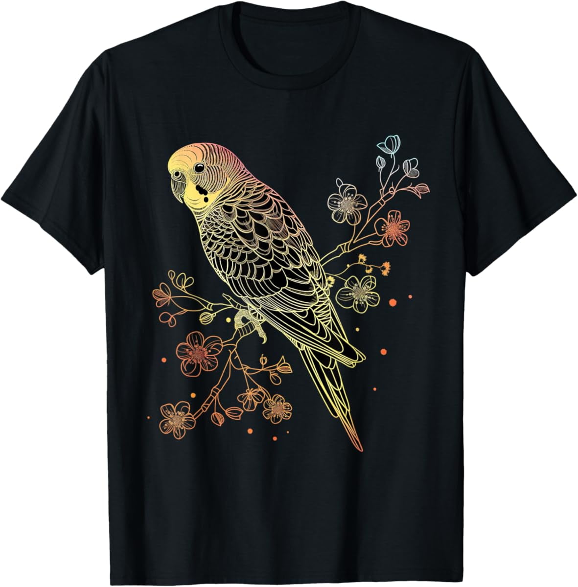 Budgie Parakeet Bird Mom Budgerigar Parrot Vintage Flower T-Shirt, F617 ...