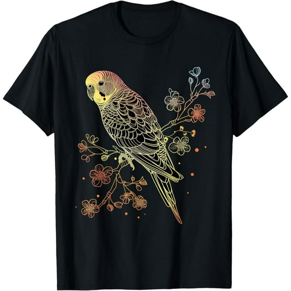 Budgie Parakeet Bird Mom Budgerigar Parrot Vintage Flower T-Shirt ...