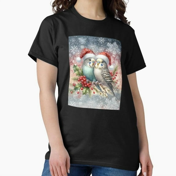 Budgie Parakeet Christmas Card With A Bird And A St. Nick Hat And A ...