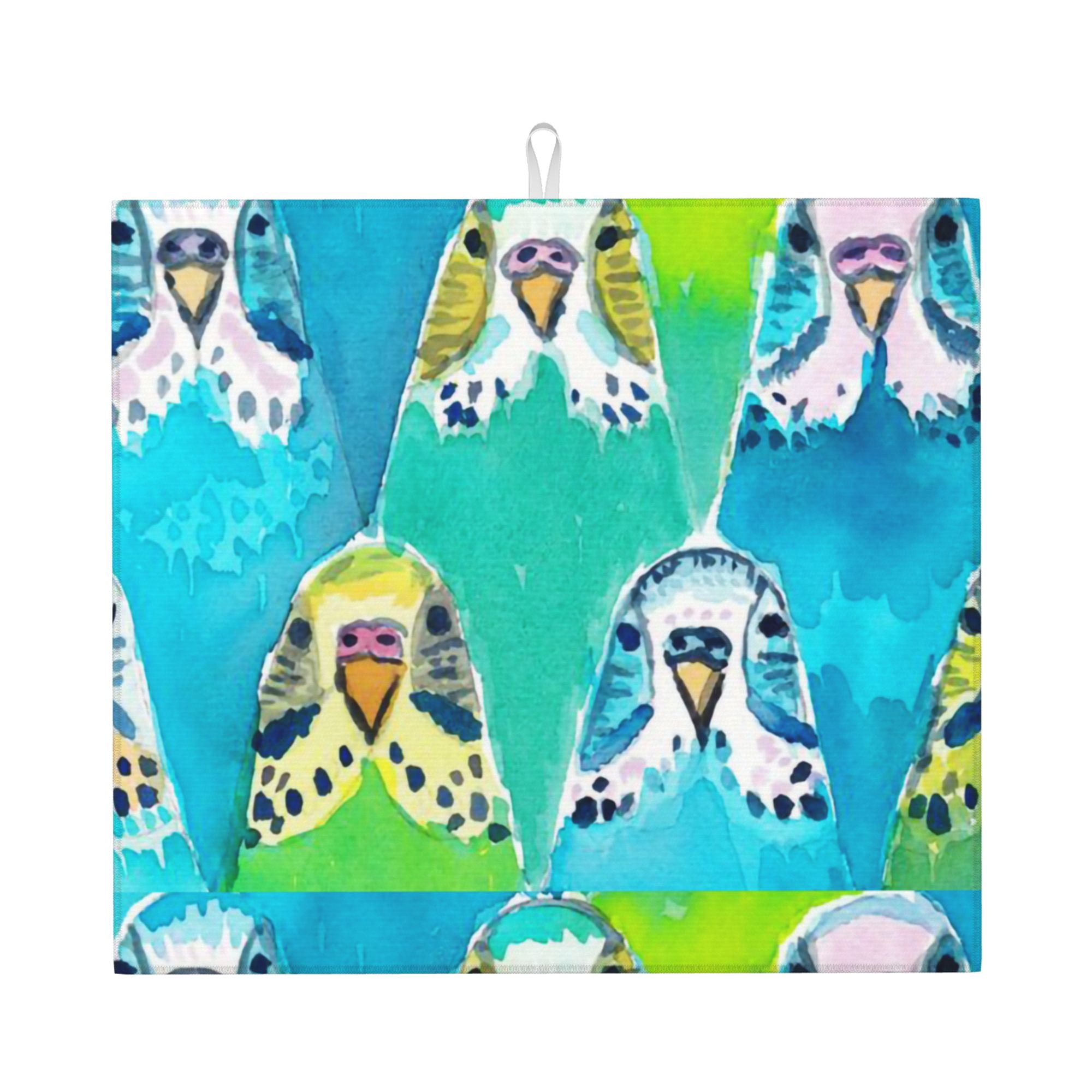 Budgies Art Print by Barbarian Microfiber Kitchen Counter Mat,Dish ...