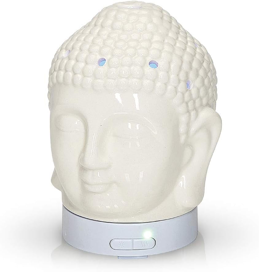 Budha Head Aromatherapy Essential Oil Diffuser with 7 Color LED Lights ...