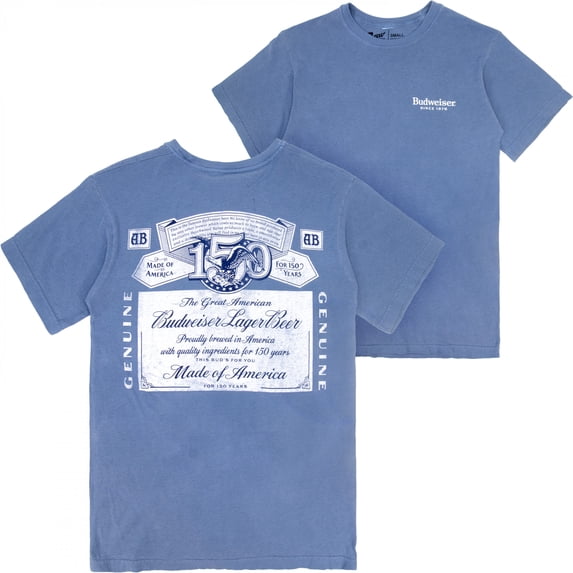 Budweiser 150 Years Label Blue Colorway Premium Mineral Wash Front and ...