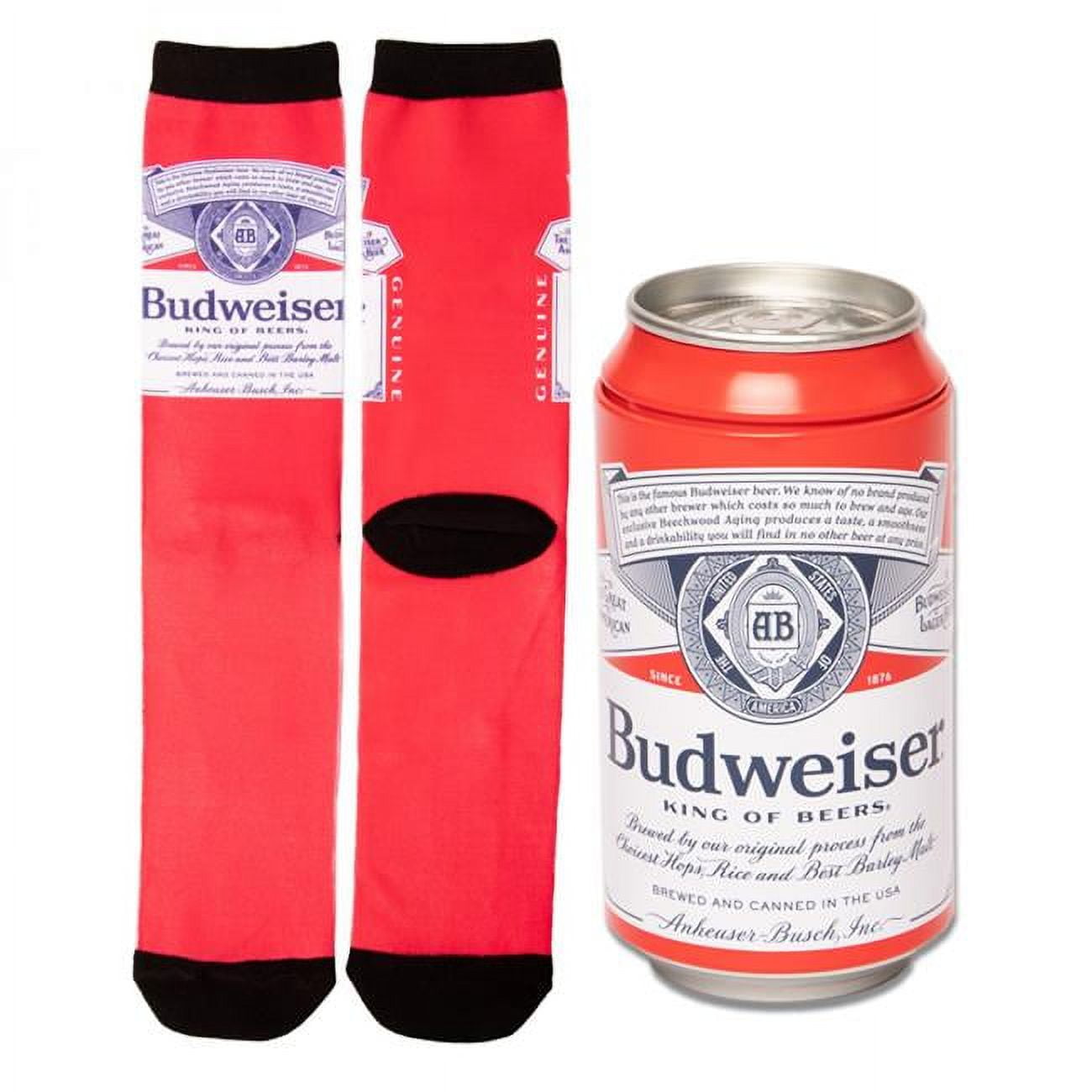 Budweiser 832642 Budweiser King of Beers Label Crew Socks in Beer Can ...