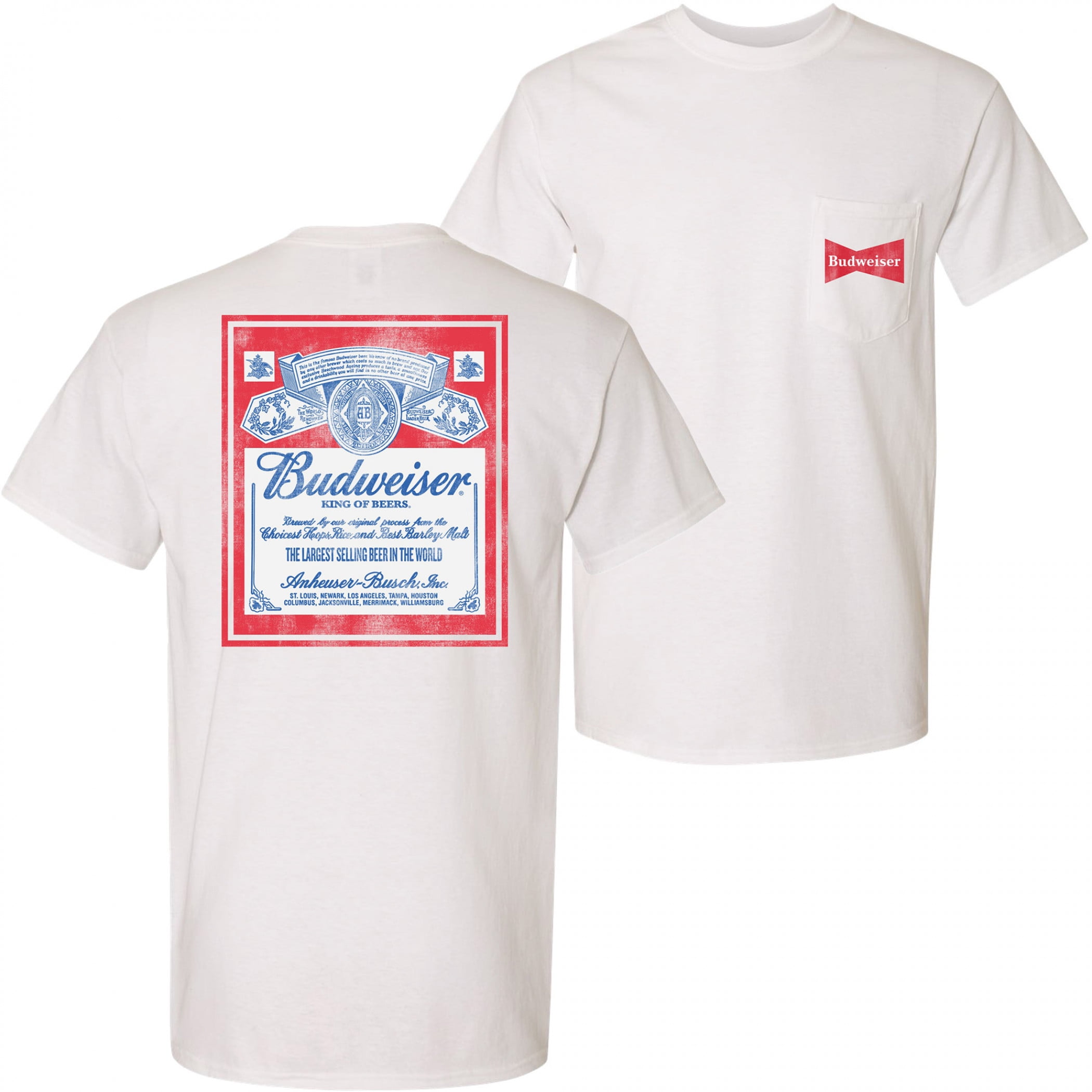 Budweiser 852950-small Vintage Label Front & Back Mens T-Shirt, White ...
