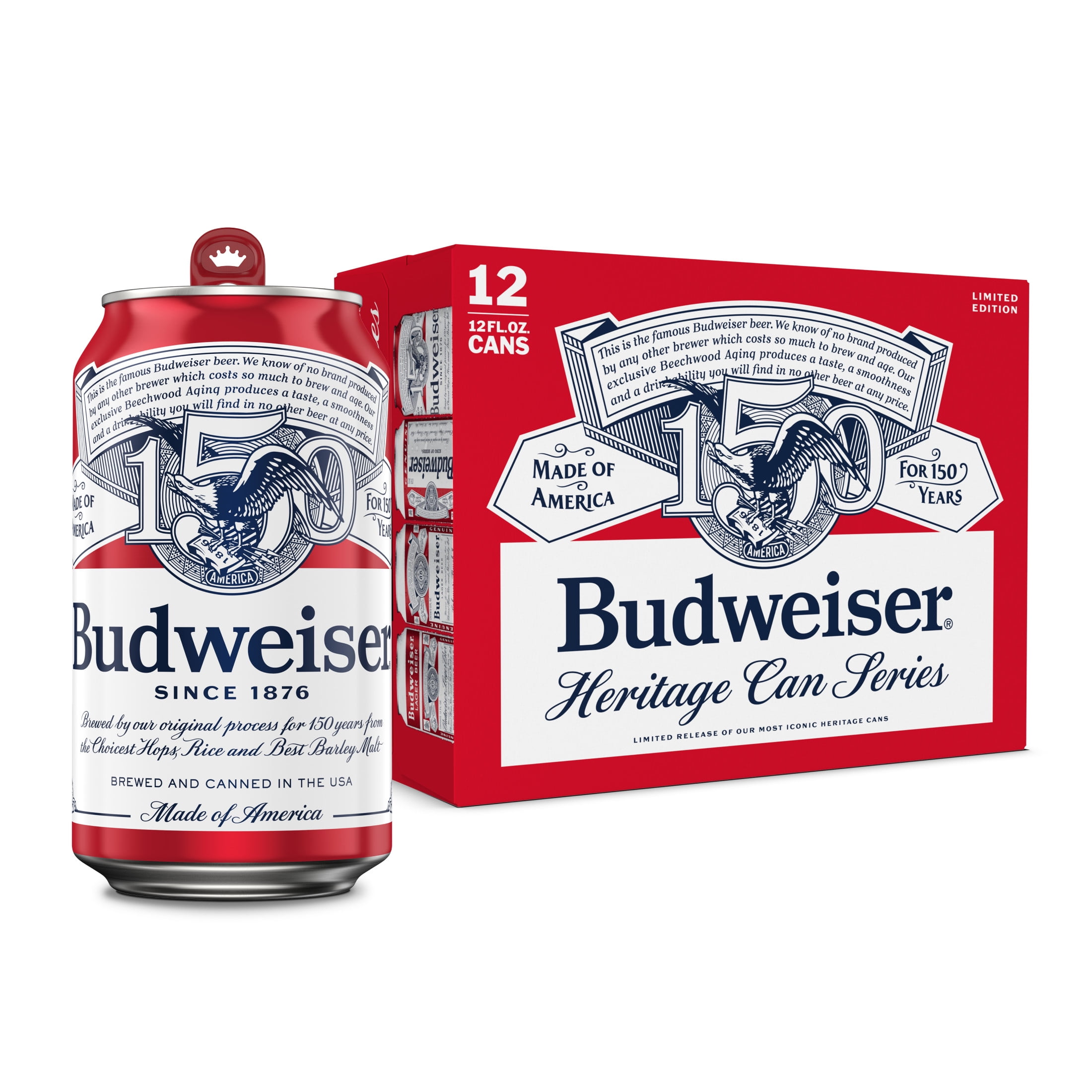 Budweiser American Lager Beer 12 pack 12 fl oz Aluminum Cans 5% ABV ...