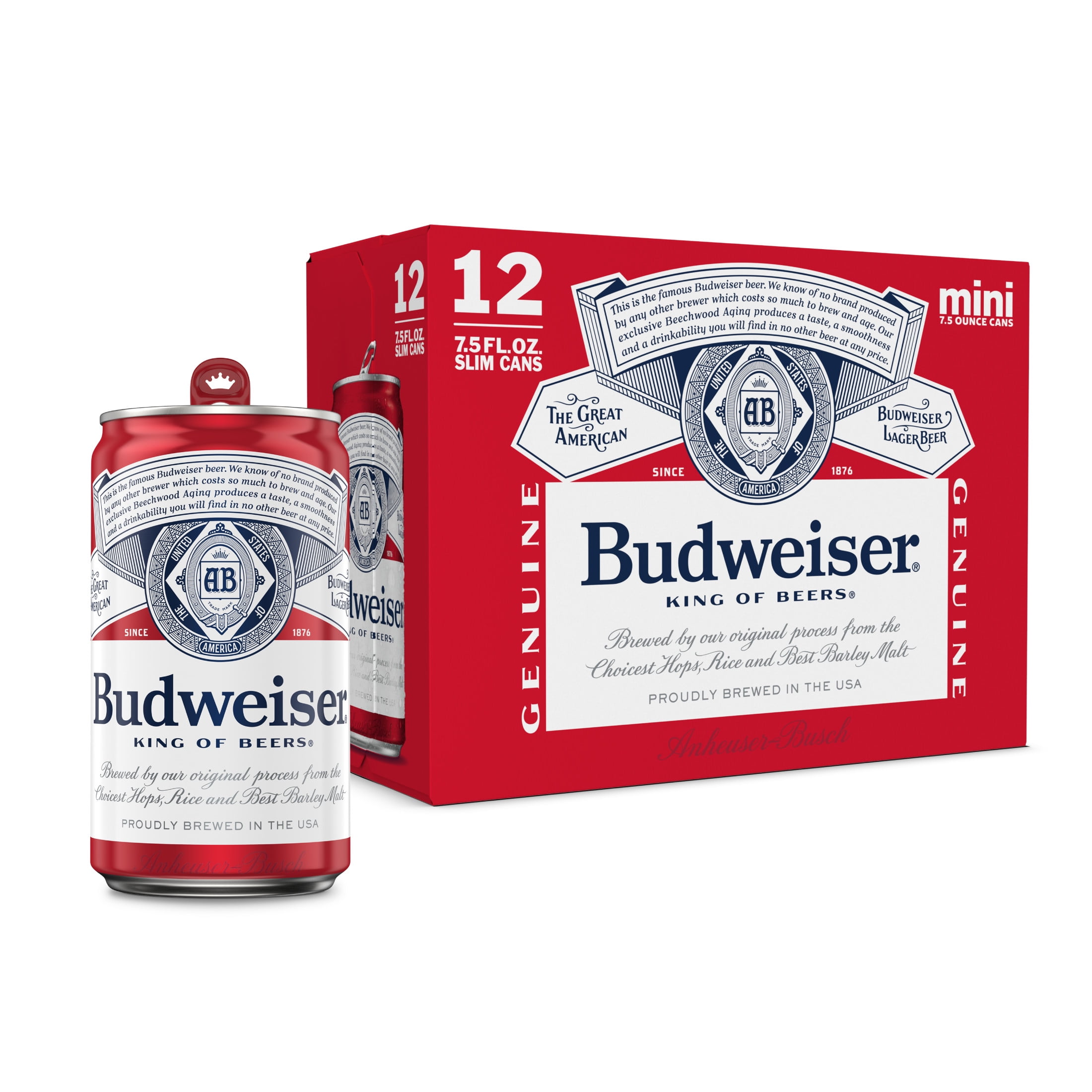 Budweiser American Lager Beer 12 pack 7.5 fl oz Aluminum Cans 5.0% ABV ...