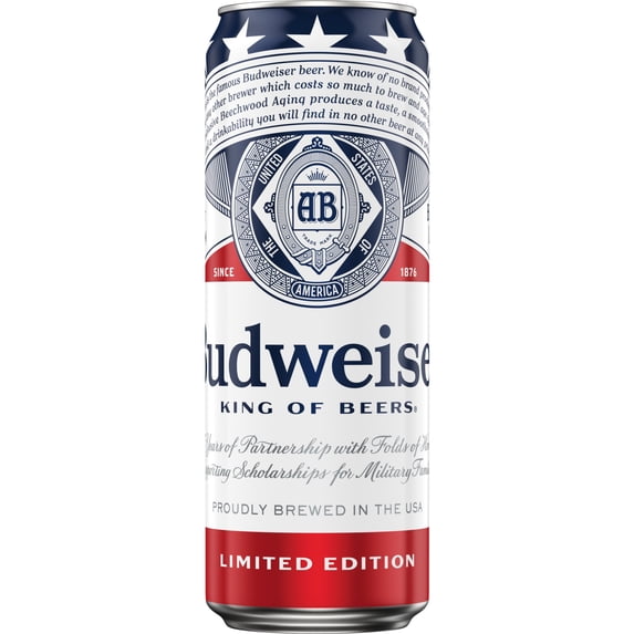 Budweiser American Lager Beer 25 fl oz 1 Aluminum Can 5% ABV - Walmart.com