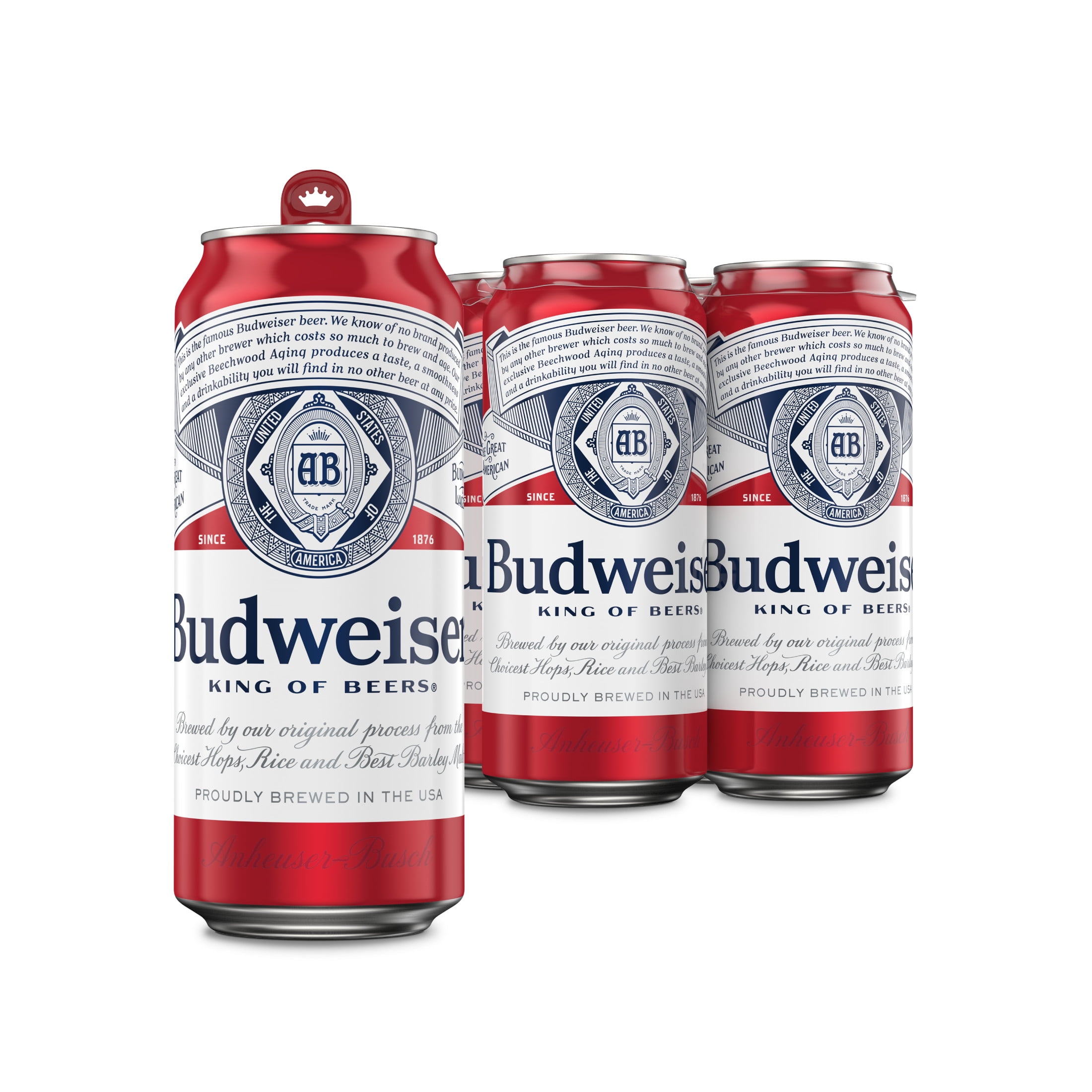 Budweiser American Lager Beer 4 pack 16 fl oz Aluminum Cans 5% ABV ...