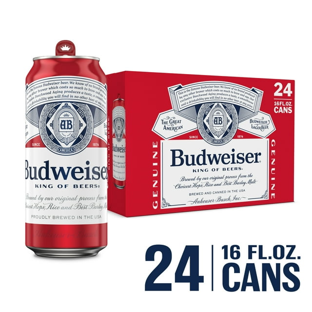 Budweiser Beer, 24 Pack 16 fl. oz. Aluminum Cans, 5.0% ABV, Domestic ...