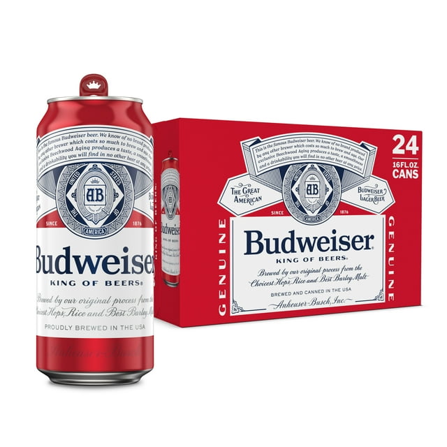 Budweiser Beer, 24 Pack 16 fl. oz. Aluminum Cans, 5.0% ABV, Domestic ...
