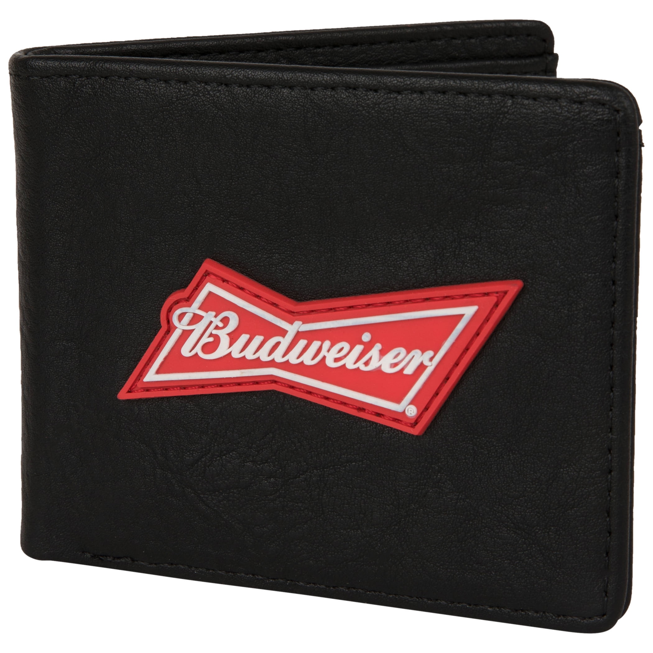 Budweiser Black Bifold Wallet w/ Logo Patch and Flip-up ID Window ...