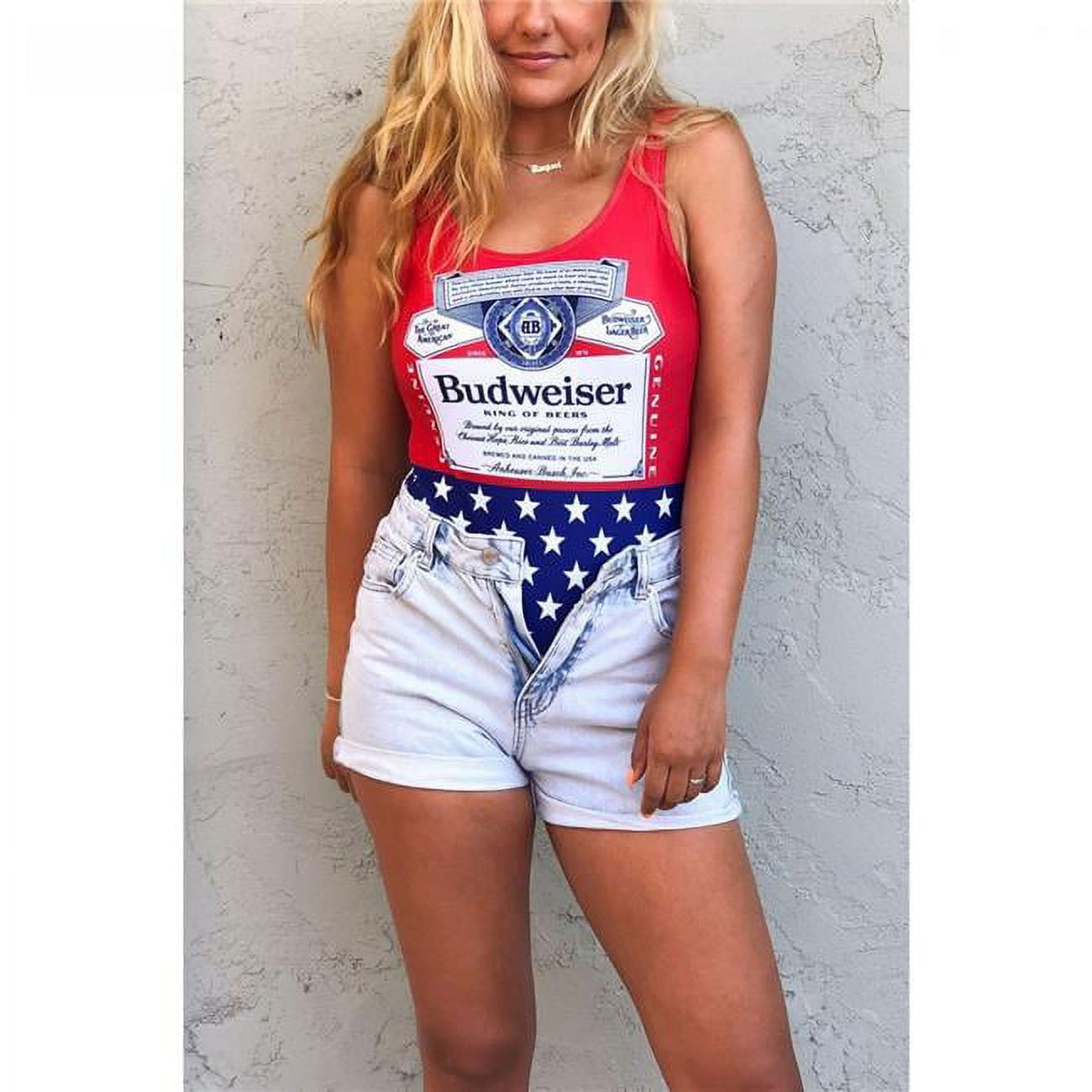 Budweiser Bottle Label and Stars Women's One Piece Swimsuit-XLarge ...