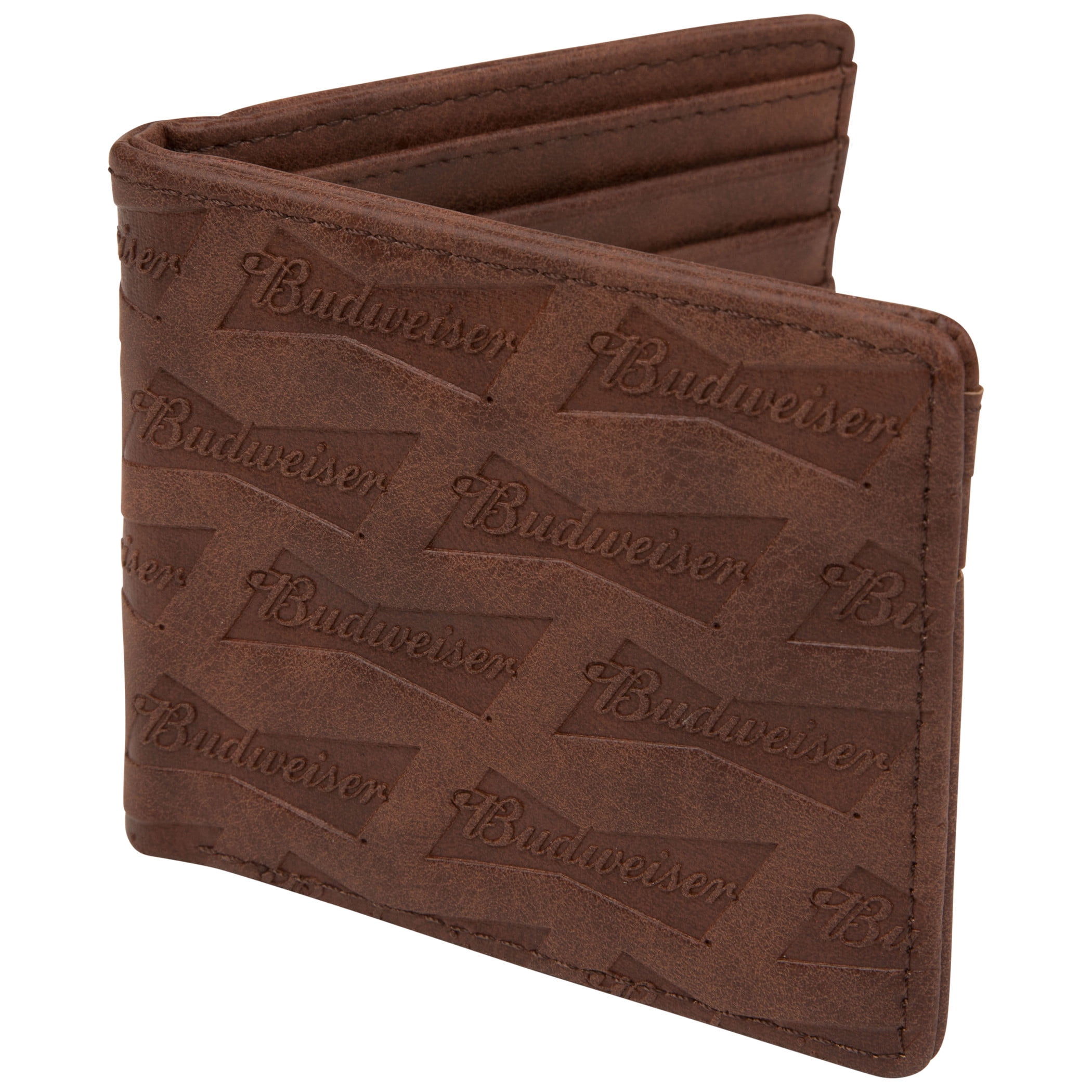 Budweiser Brown Bifold Wallet AOP Bowtie Deboss with ID Window ...