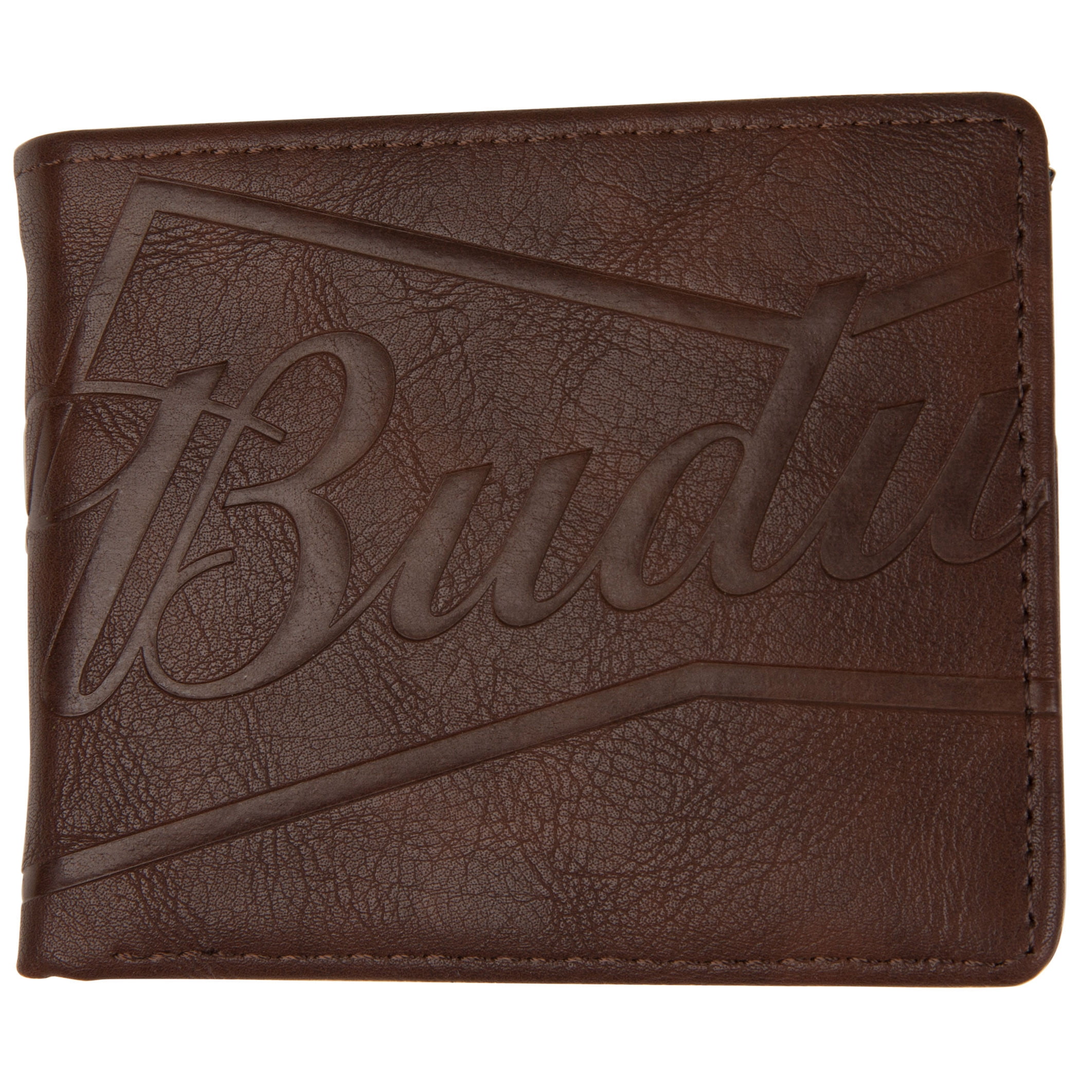 Budweiser Brown Bifold Wallet Large Bowtie Logo Deboss with ID Window ...