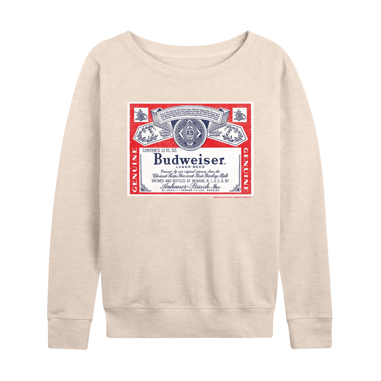 Budweiser - Budweiser Label - Women's French Terry Long Sleeve Pullover ...