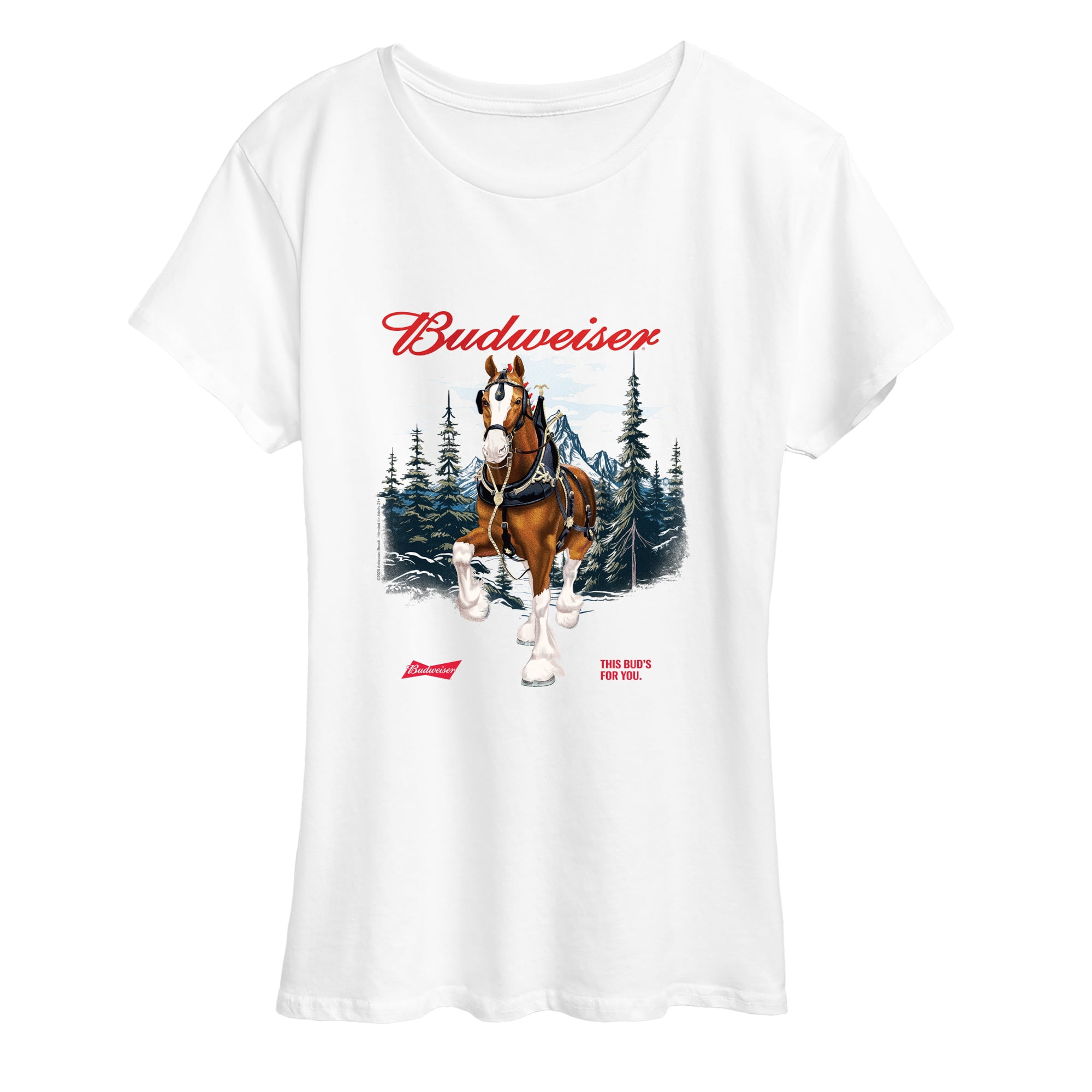 Budweiser - Clydesdale Winter Scene - Women's Short Sleeve Graphic T ...