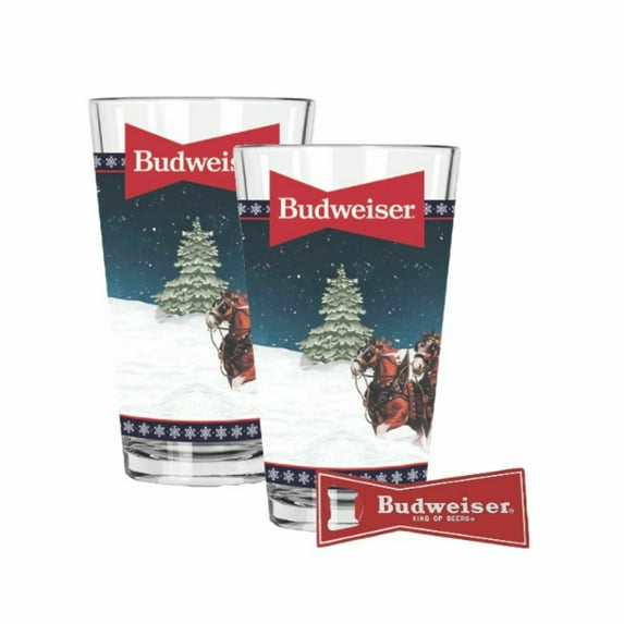 Budweiser Holiday Gifting Limited Edition 2 Pack Pint Glass with Bottle ...