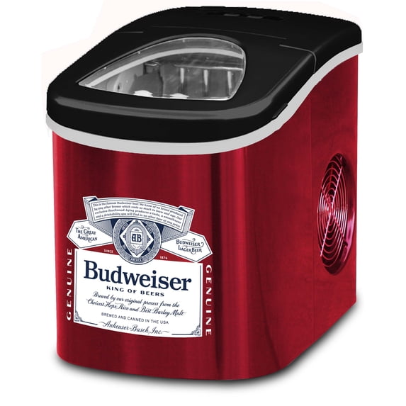 Budweiser ICE120 Stainless Steel Ice Maker, Red, 26Lbs, Counter top Ice ...