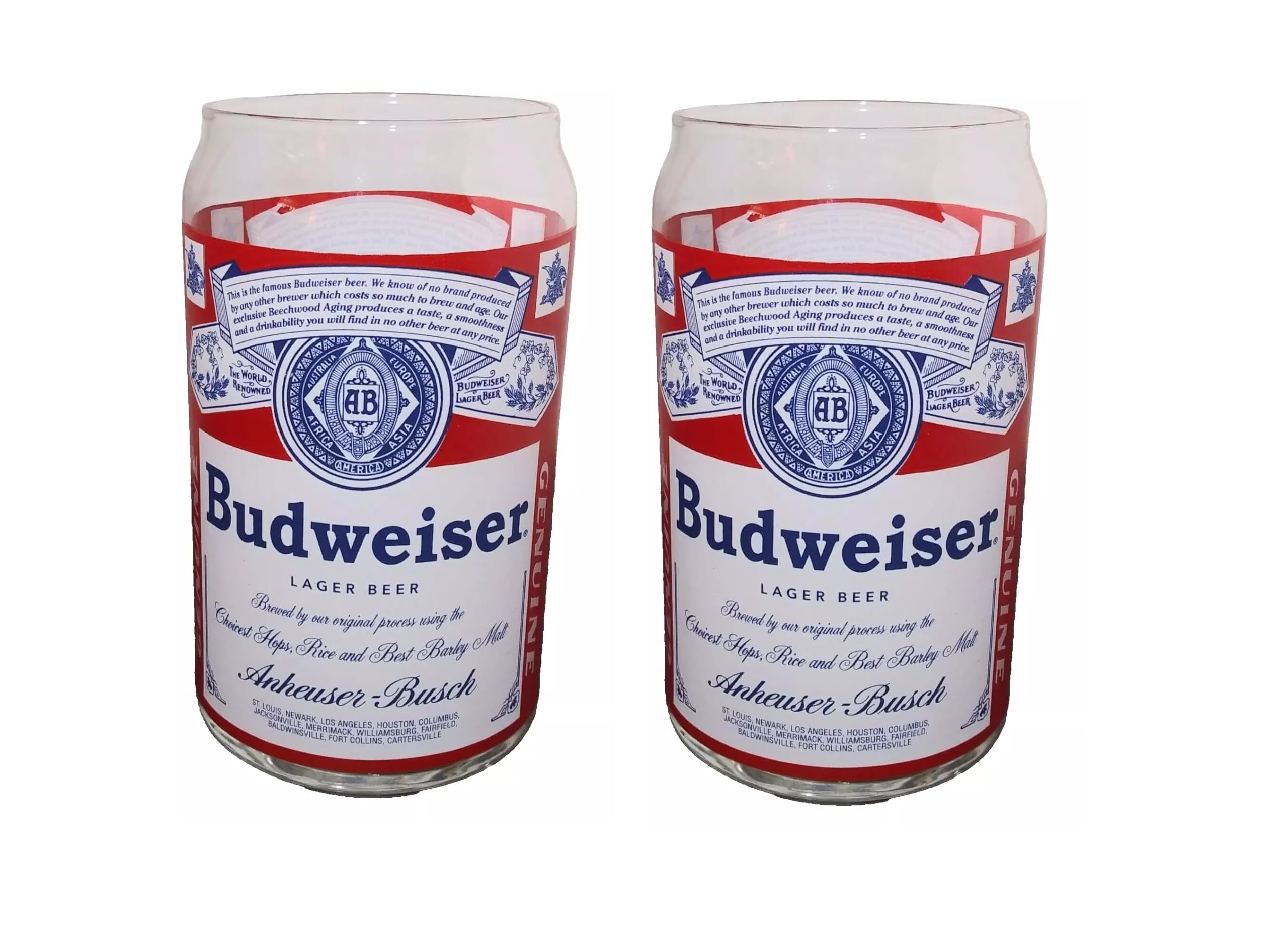 Budweiser Vintage Style Glass Can Glasses - Set of 2 - Walmart.com