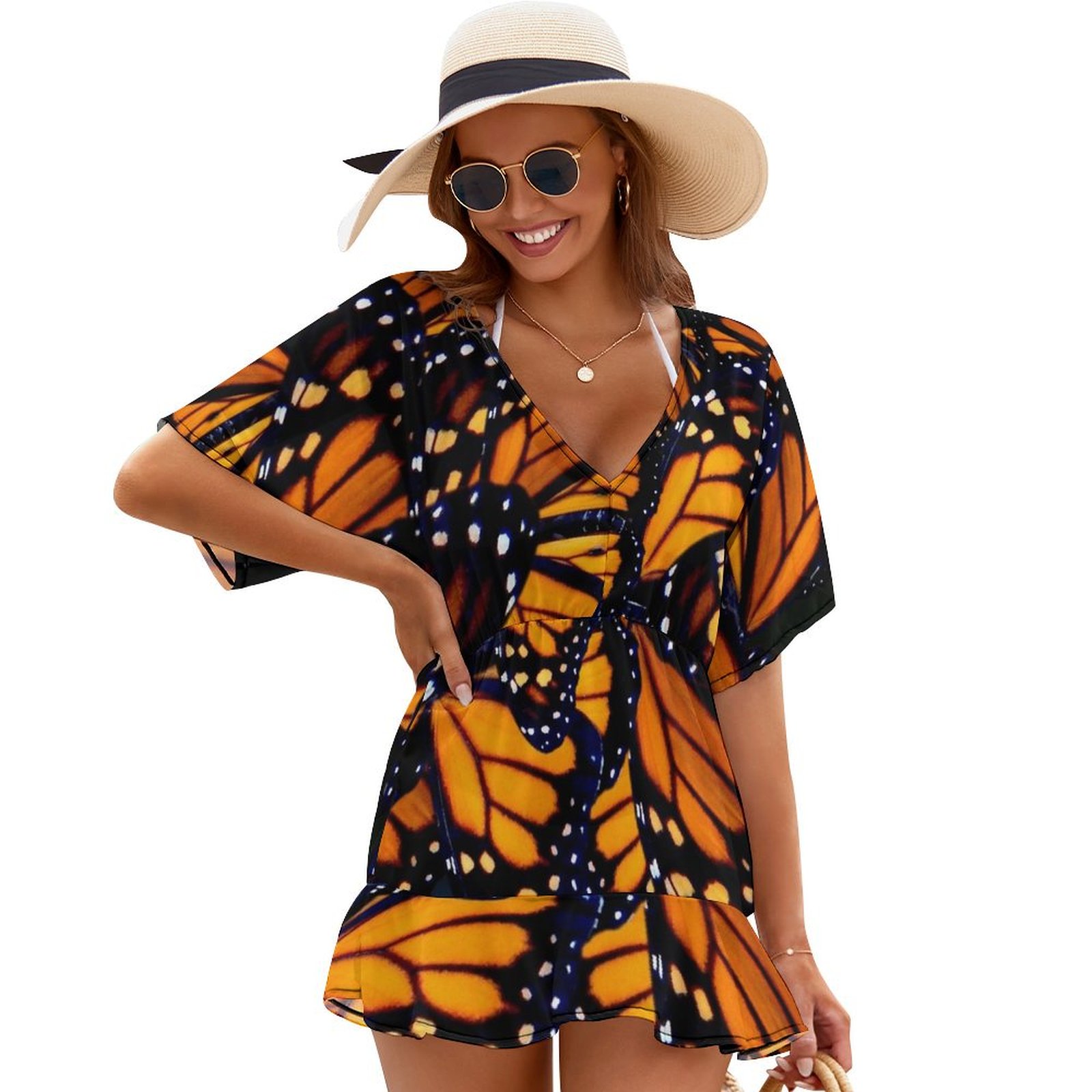 Bue monarch butterfly Cover Ups women's luxury party dress evening ...