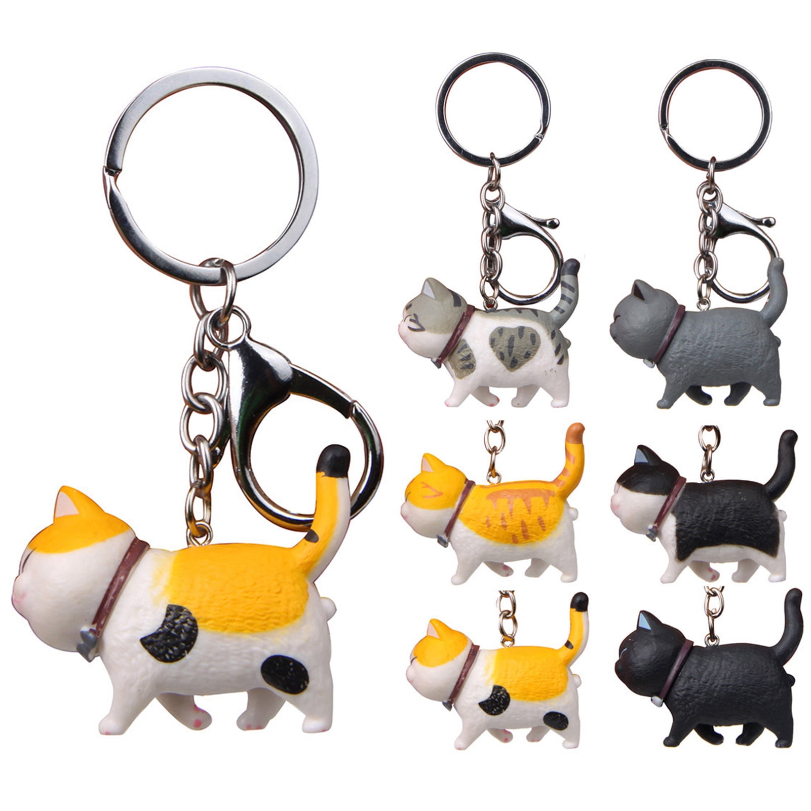 Bueautybox Kitten KeychainsMini Cute Cartoon Cat Model Hanging Toy Key ...