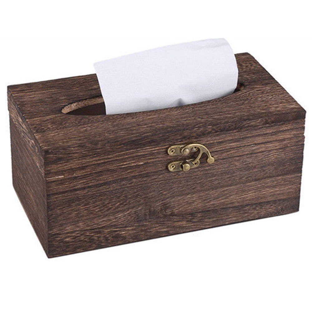 Bueautybox Wooden Tissue Box,1Pc Useful Wooden Retro Tissue Box Paper ...