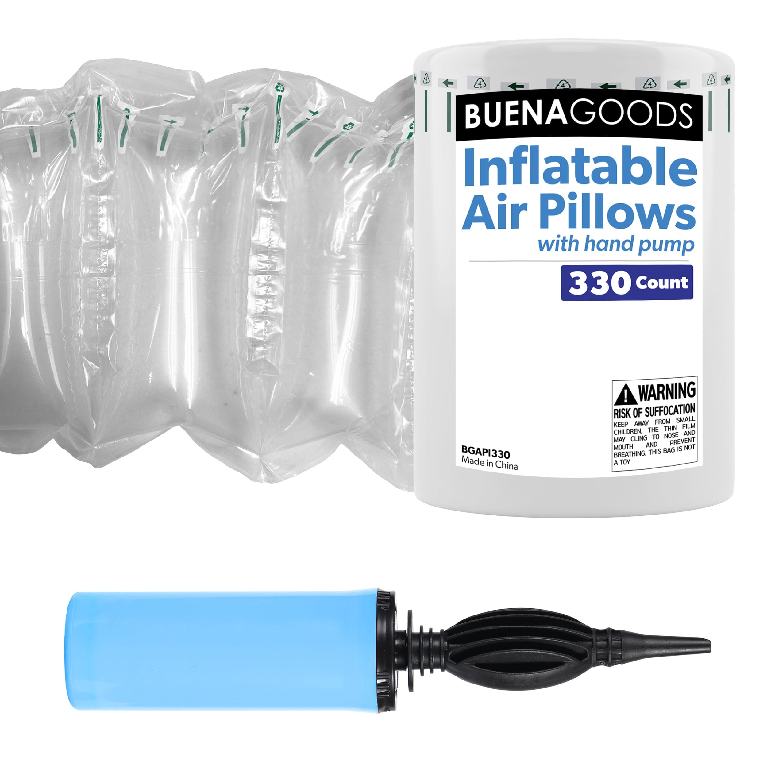Buena Goods 330 Count 4x8 Inflatable Air Pillows for Shipping with Hand ...