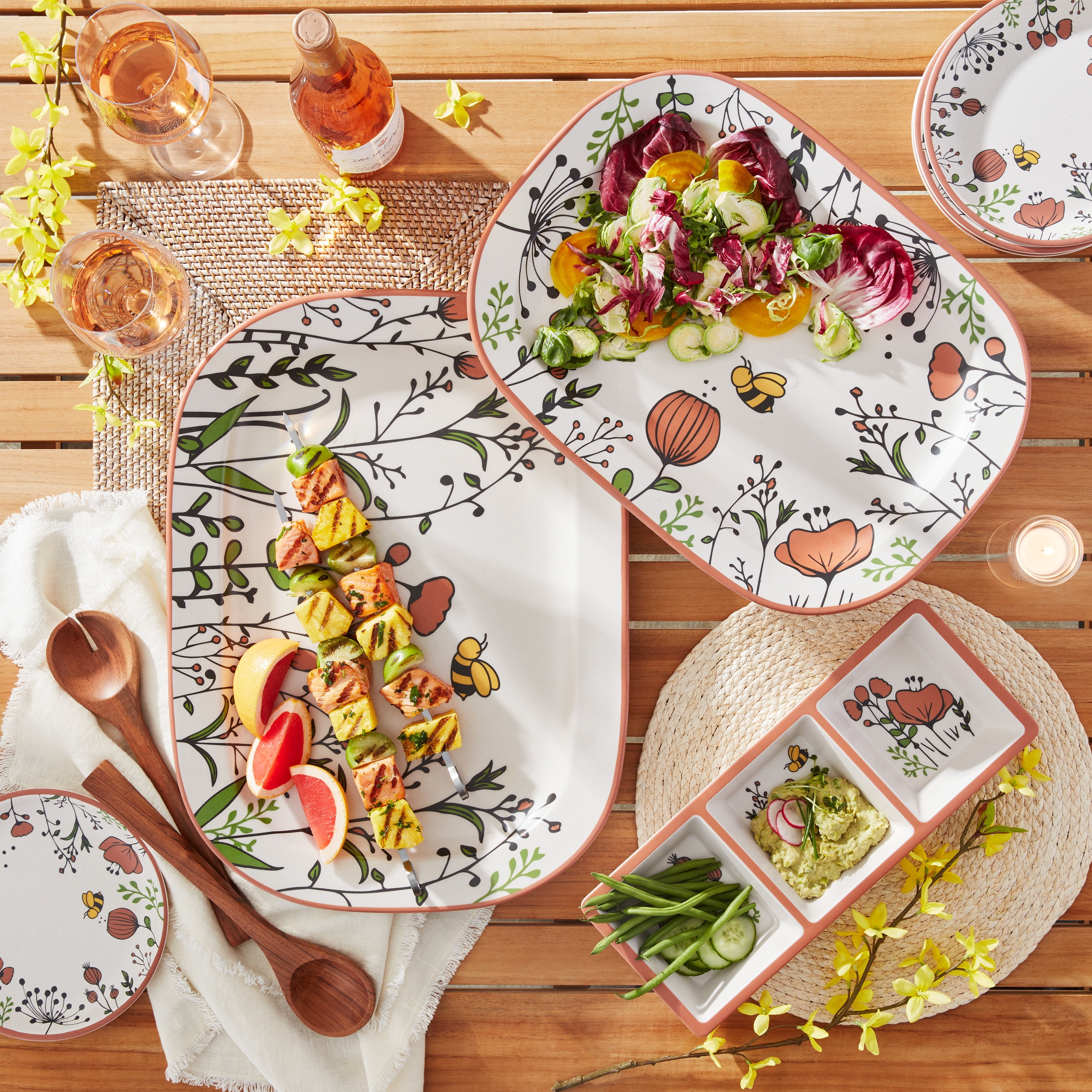 Buenisimo 3-Piece Bamboo Melamine Serveware Set, Cartoon Bee - Walmart.com