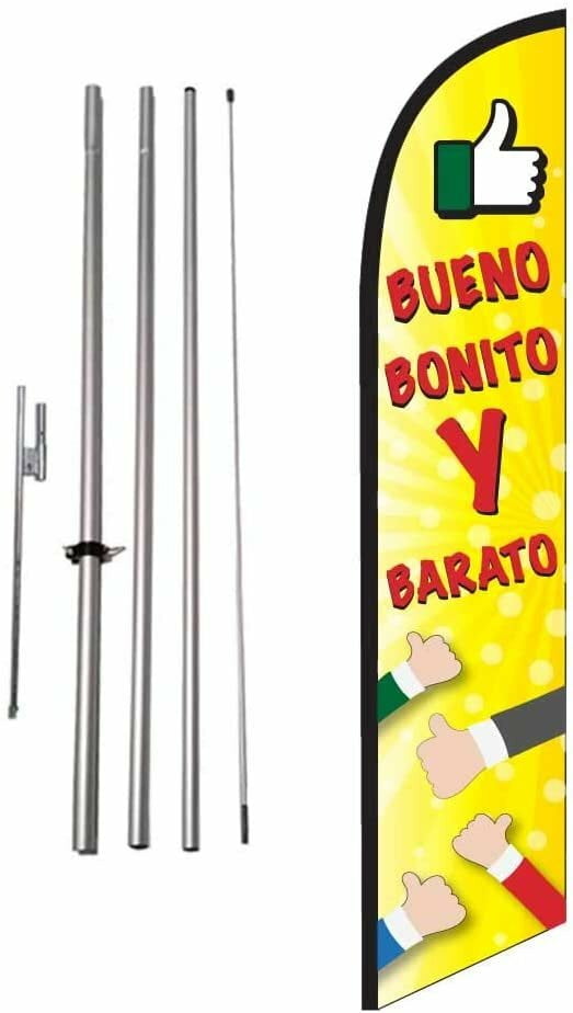 Bueno Bonita Y Barato Spanish Advertising Feather Banner Swooper Flag ...