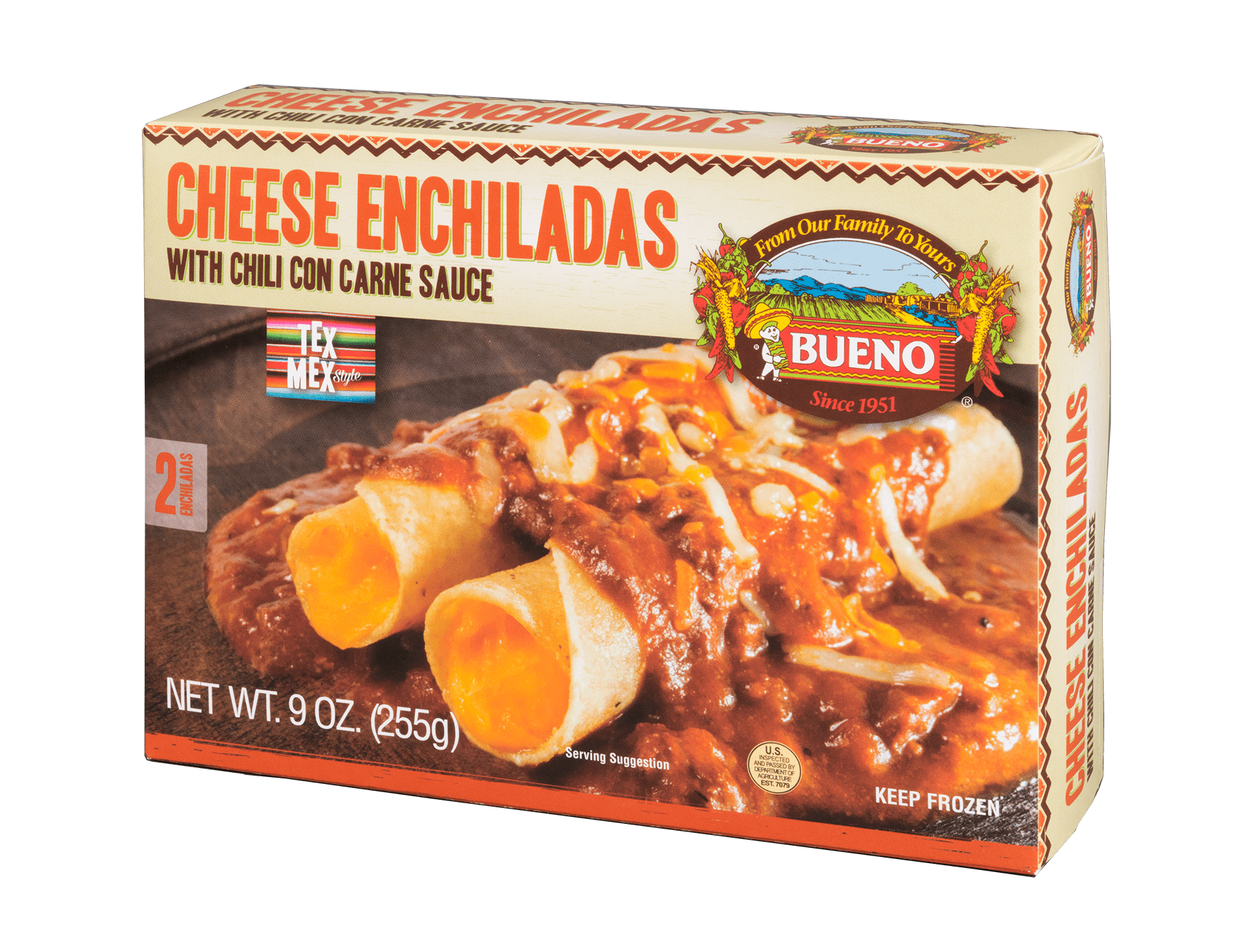 Bueno Foods Chili Con Carne Cheese Enchiladas, 9 oz, 2 Count (Frozen ...
