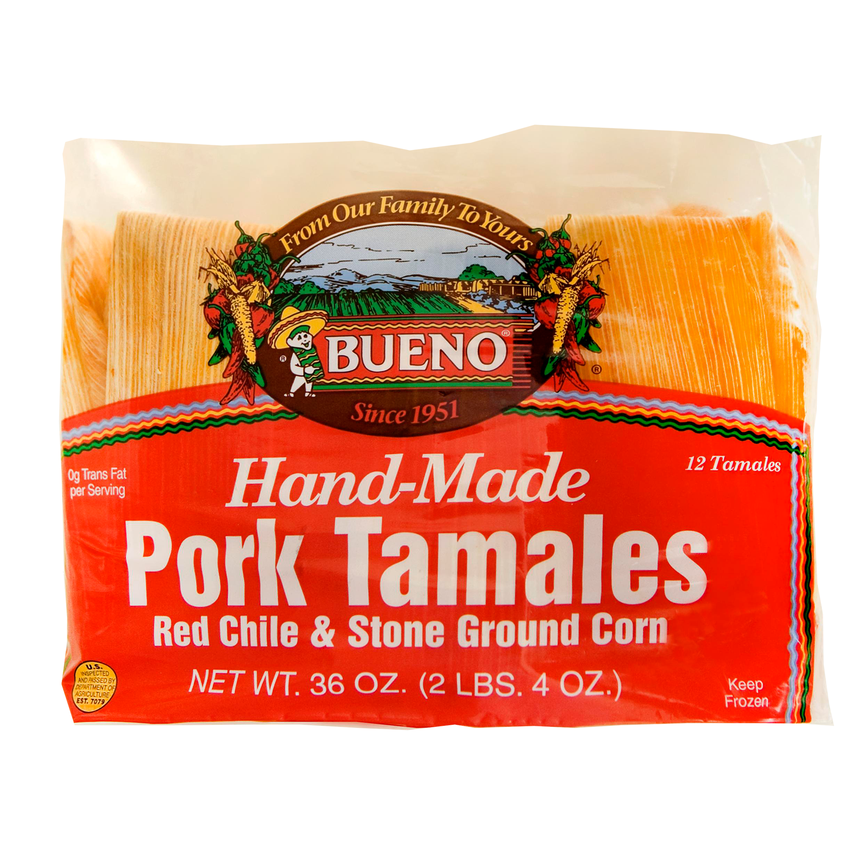 Bueno Foods Hot Red Chile Pork Tamales, 36 oz, 12 Count (Frozen ...