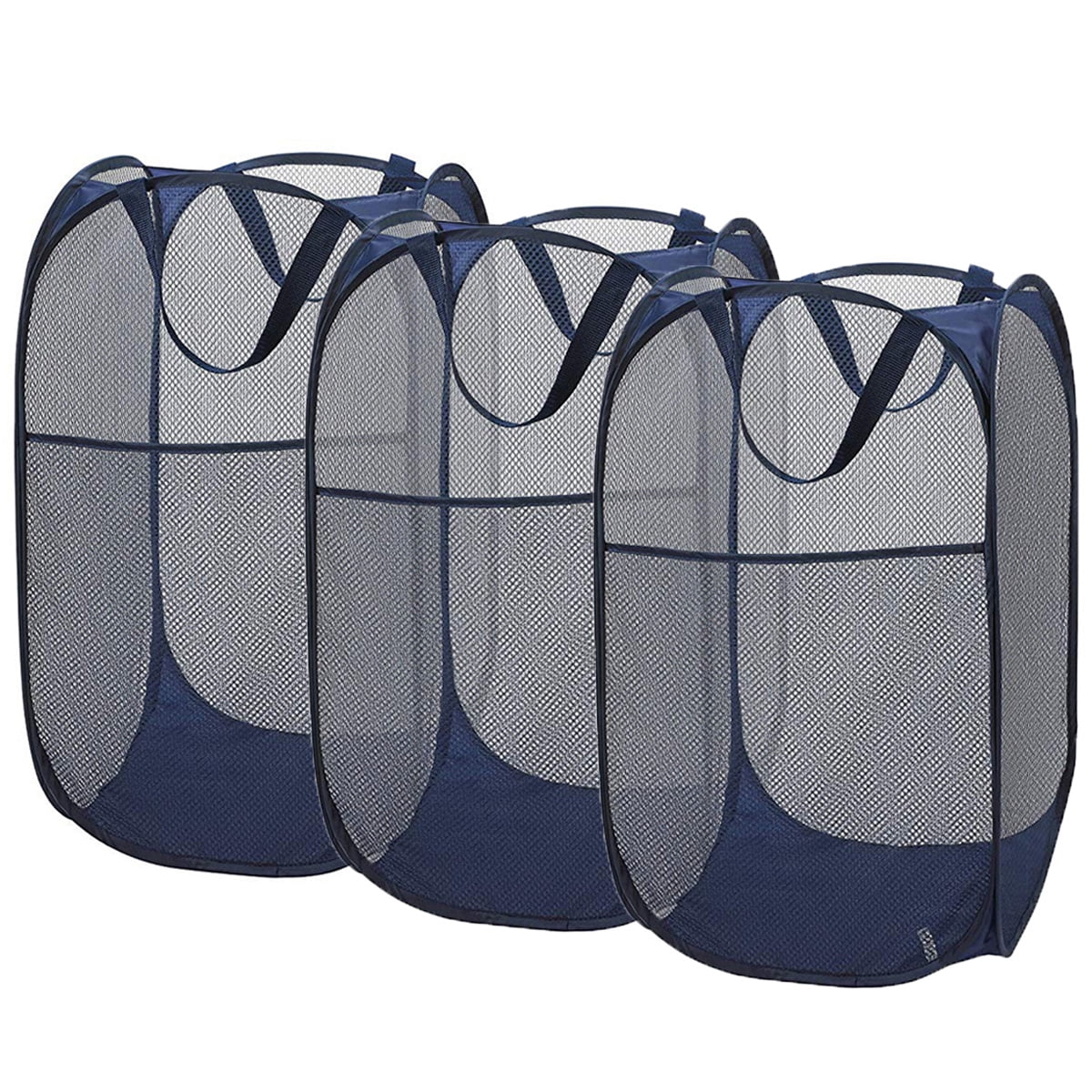 Buenod 3 Pack of Mesh Laundry Hamper Collapsible Clothes Basket, 75L ...