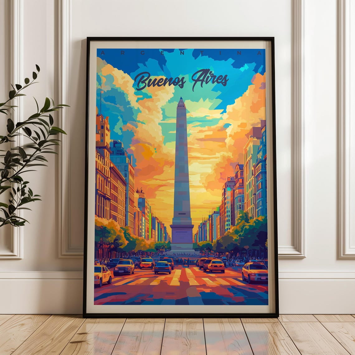 Buenos Aires Travel Poster - Argentina Wall Art Print, City Illustration Artwork, Home & Office ...