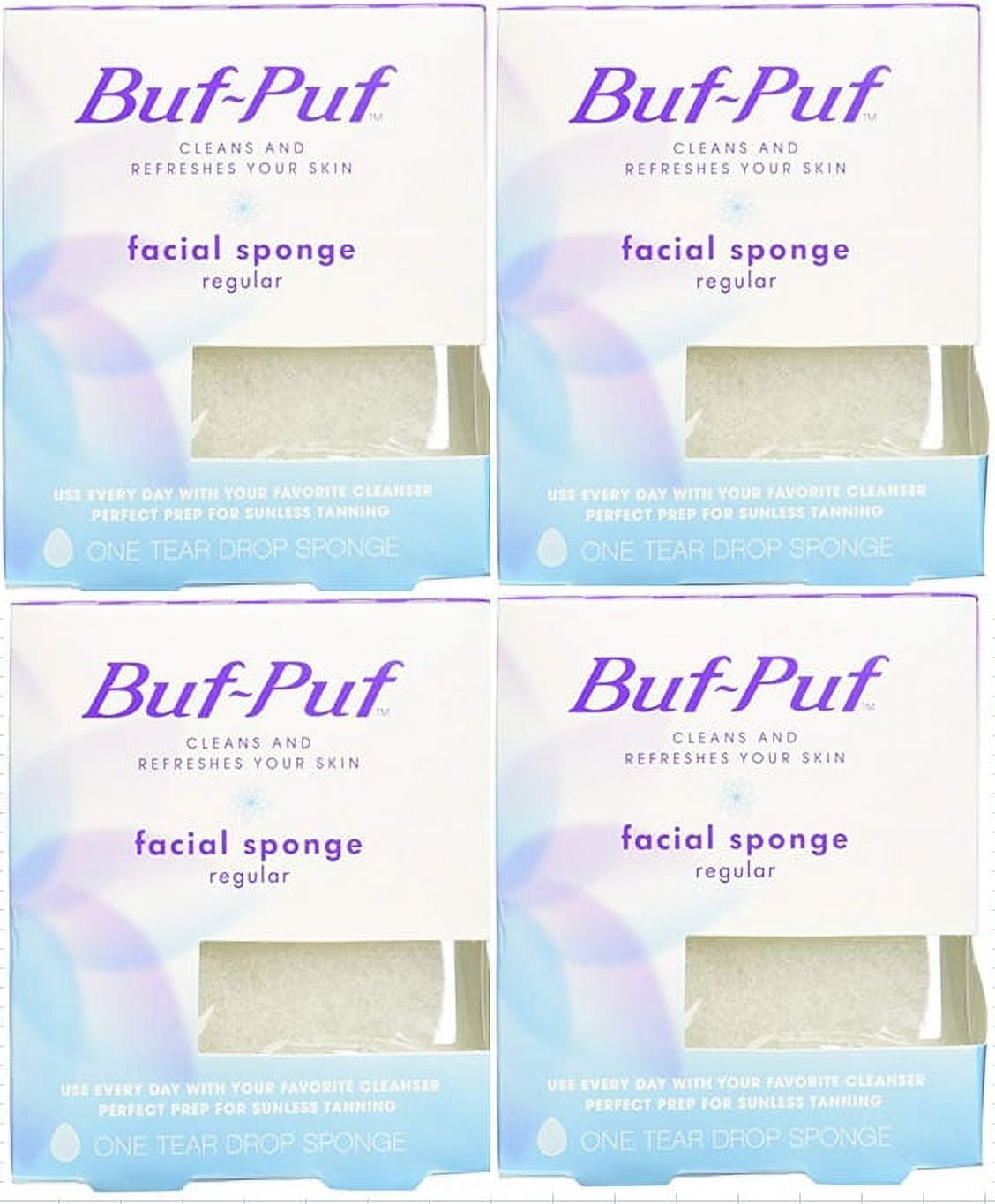 Buf-Puf Reusable Facial Sponge, Pack of 4, Exfoliating for Normal to ...