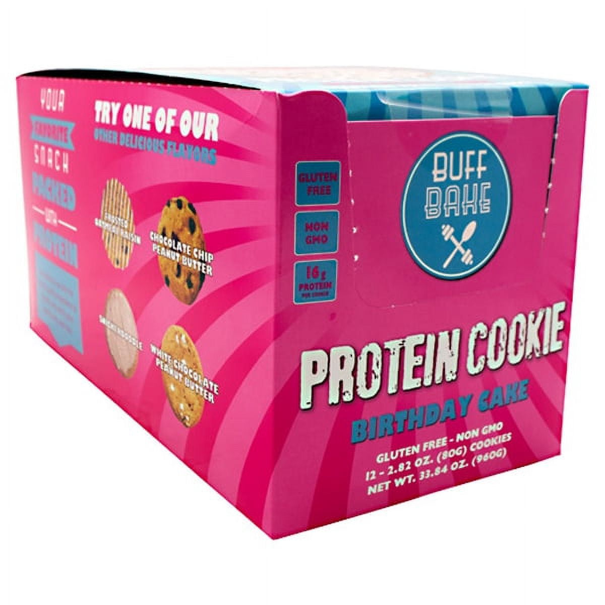 Buff Bake Birthday Cake Protein Cookie 2.82 oz Boxes - Pack of 12 ...