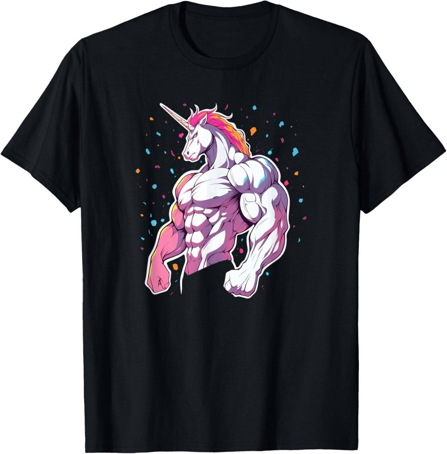 Buff Big Muscle Unicorn Illustration - Funny Strong Gym T-Shirt Hoodie ...