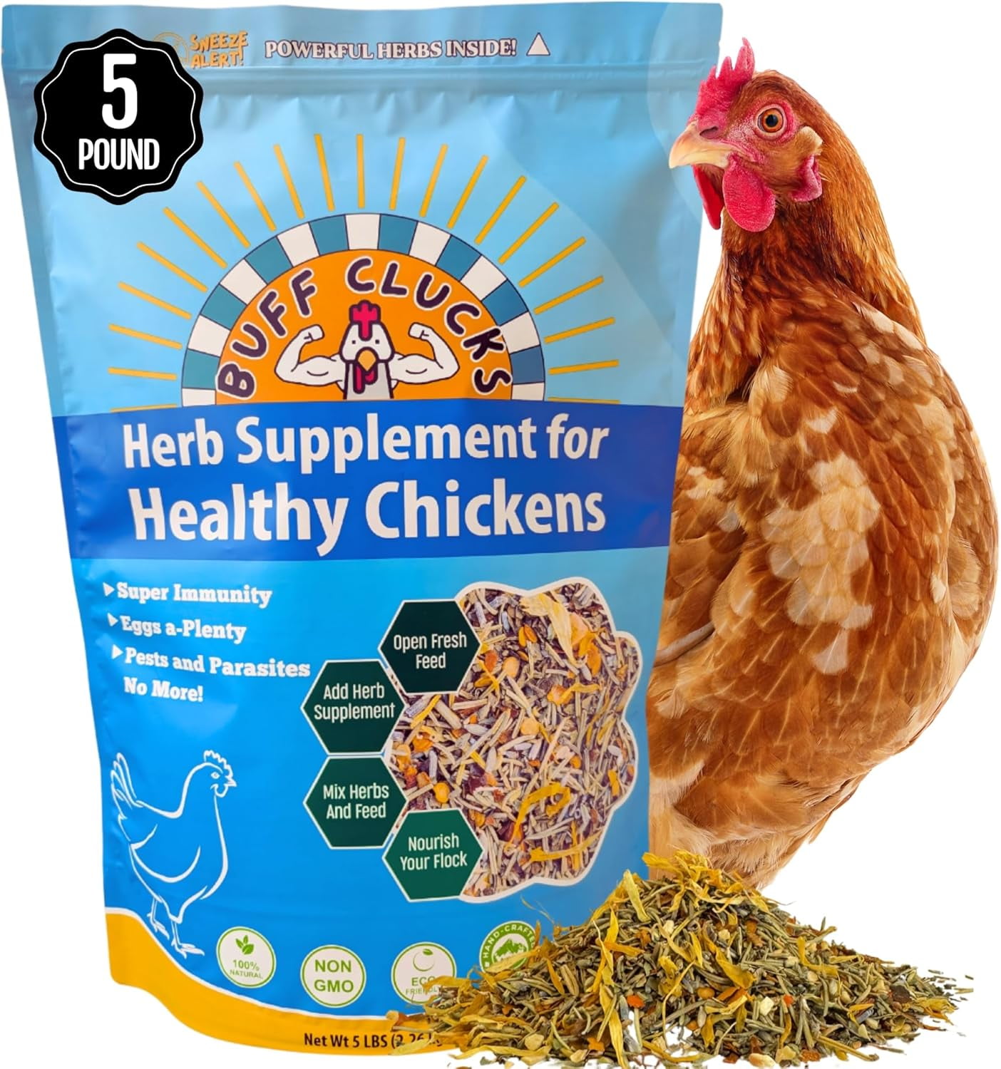Buff Clucks Herb Supplement for Backyard Chickens - Natural Chicken ...