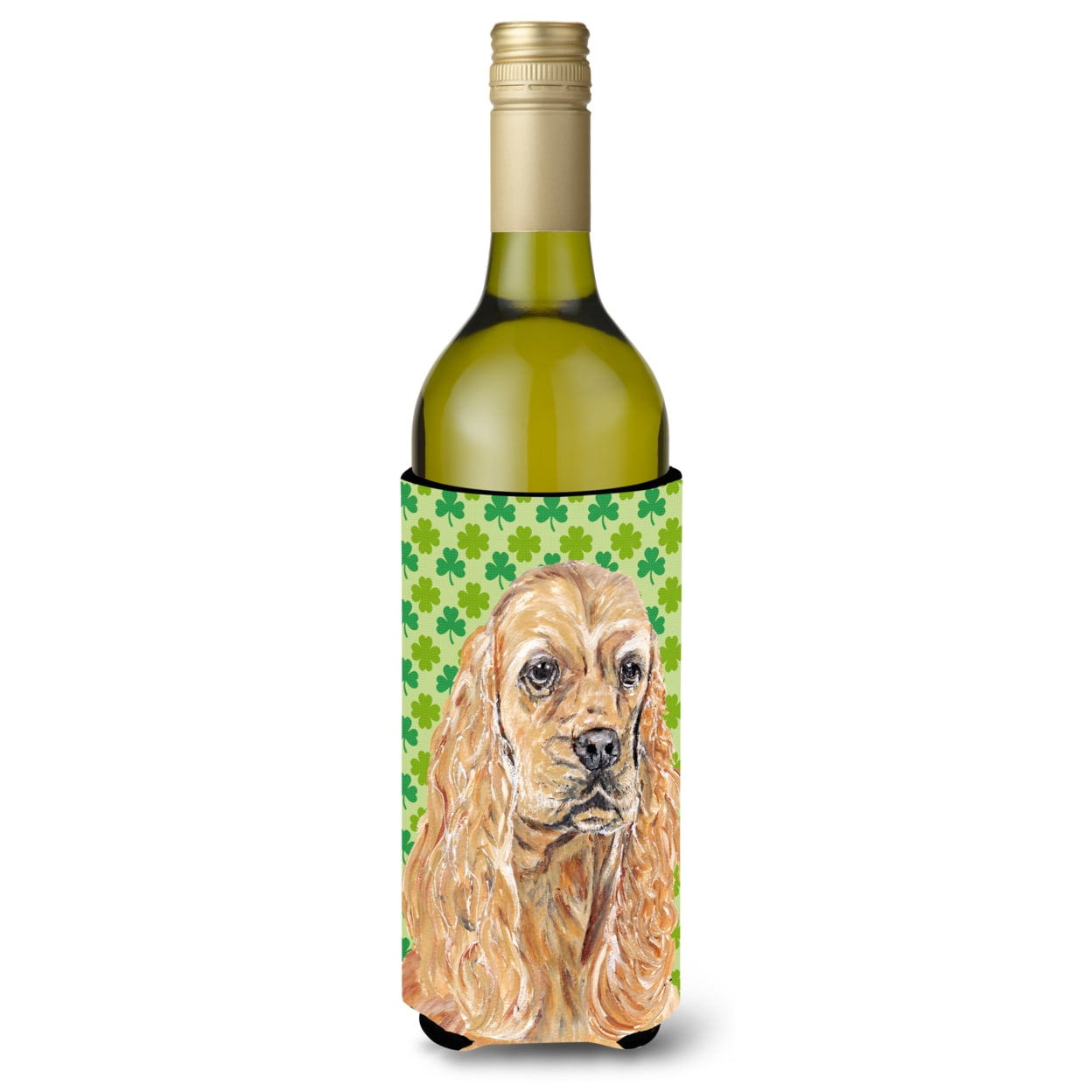 Buff Cocker Spaniel Lucky Shamrock St. Patricks Day Wine Bottle Hugger ...