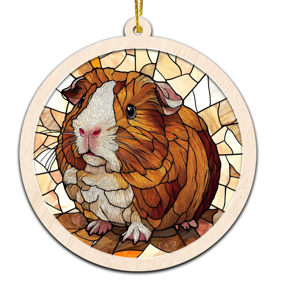 Buff Guinea Pig Stained Glass Suncatcher Ornament – Holiday Ornament ...